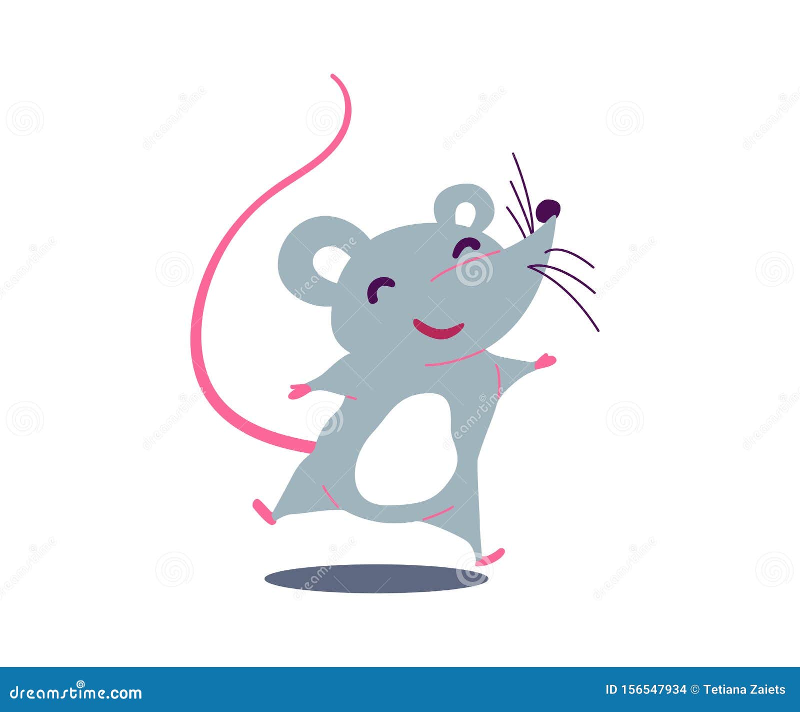 Cartoon Cute Rat in Simple Flat Style. Vector Illustration Stock Vector ...