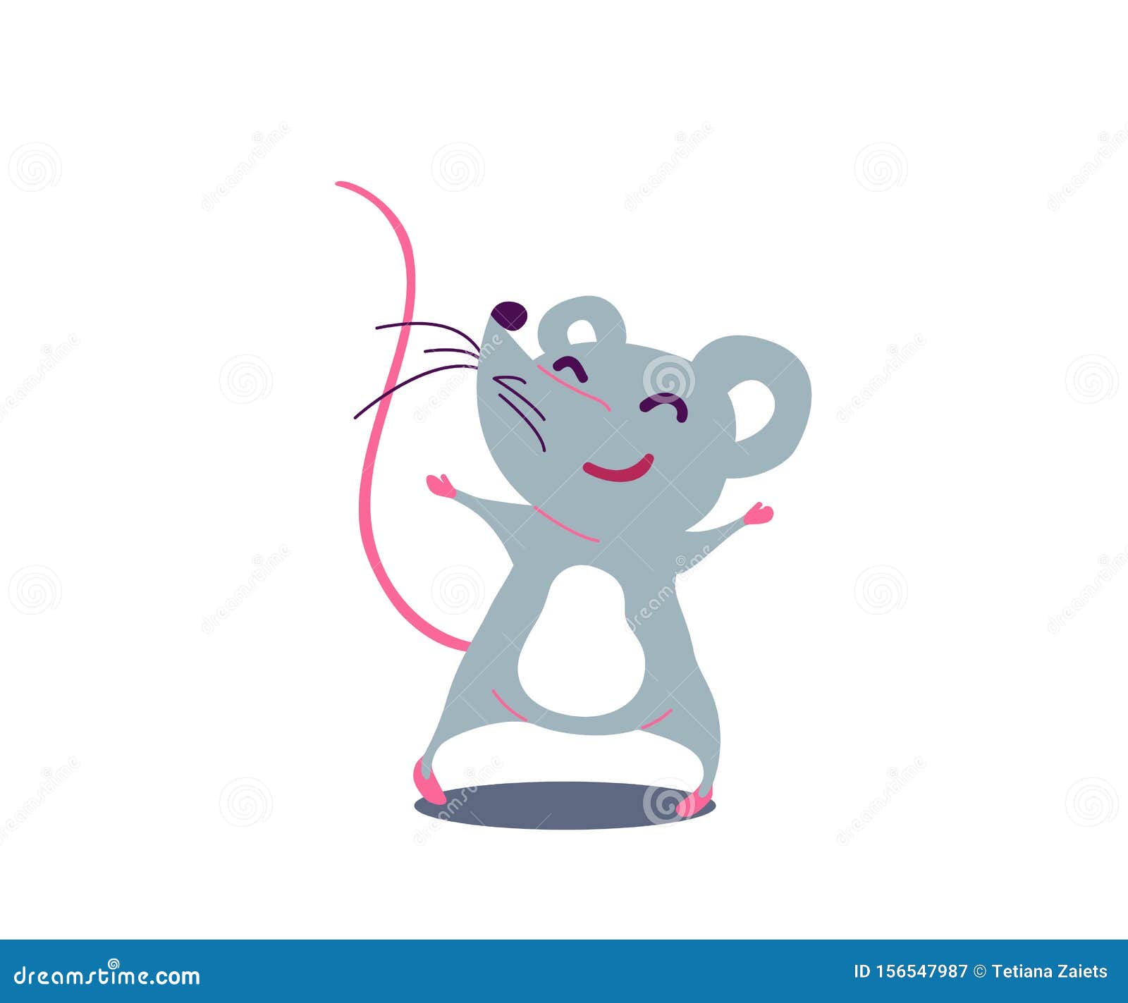 Cartoon Cute Rat in Simple Flat Style. Vector Illustration Stock Vector ...
