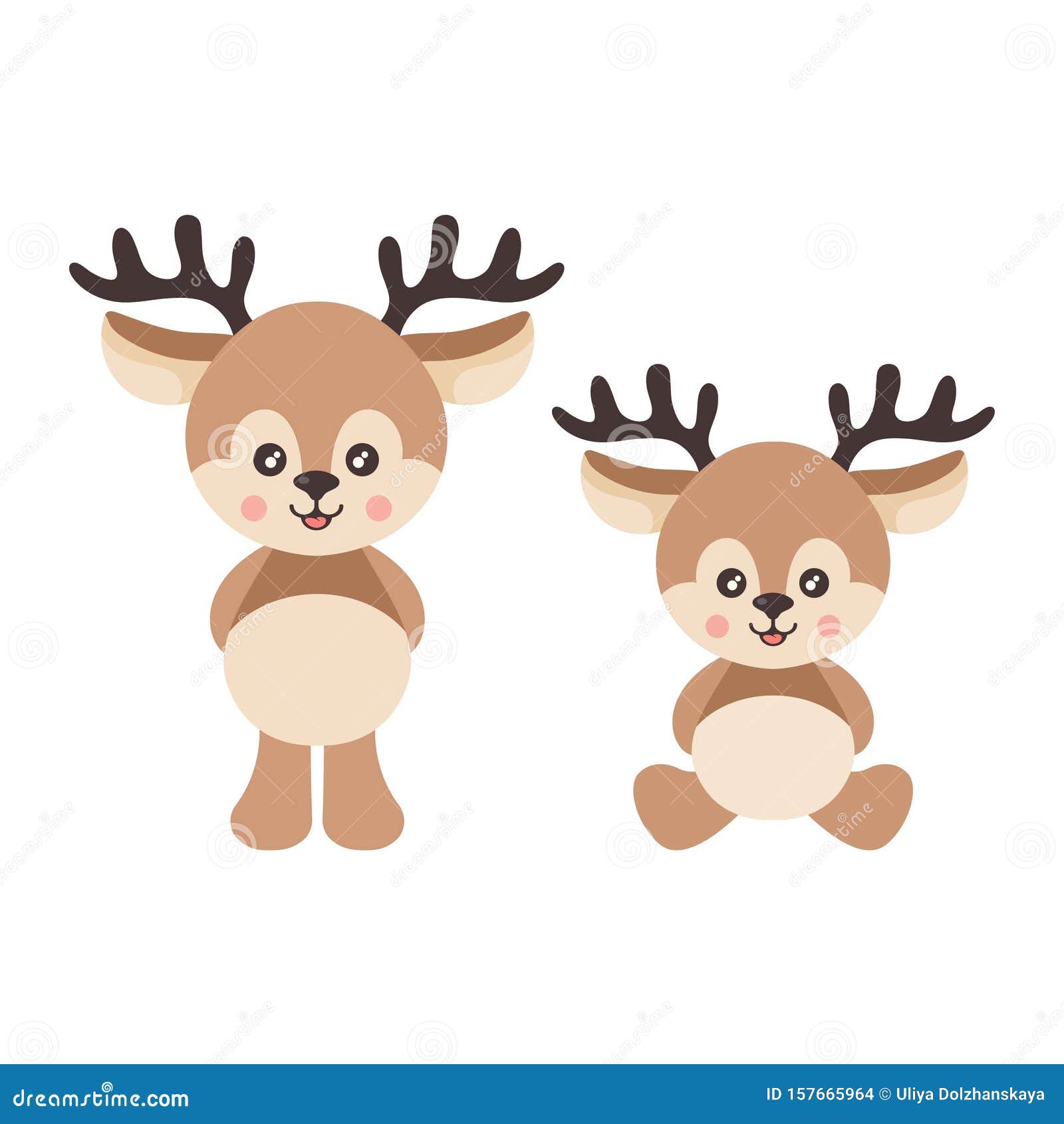 Cartoon Cute Reh Set Vektor Vektor Abbildung - Illustration von nave ...