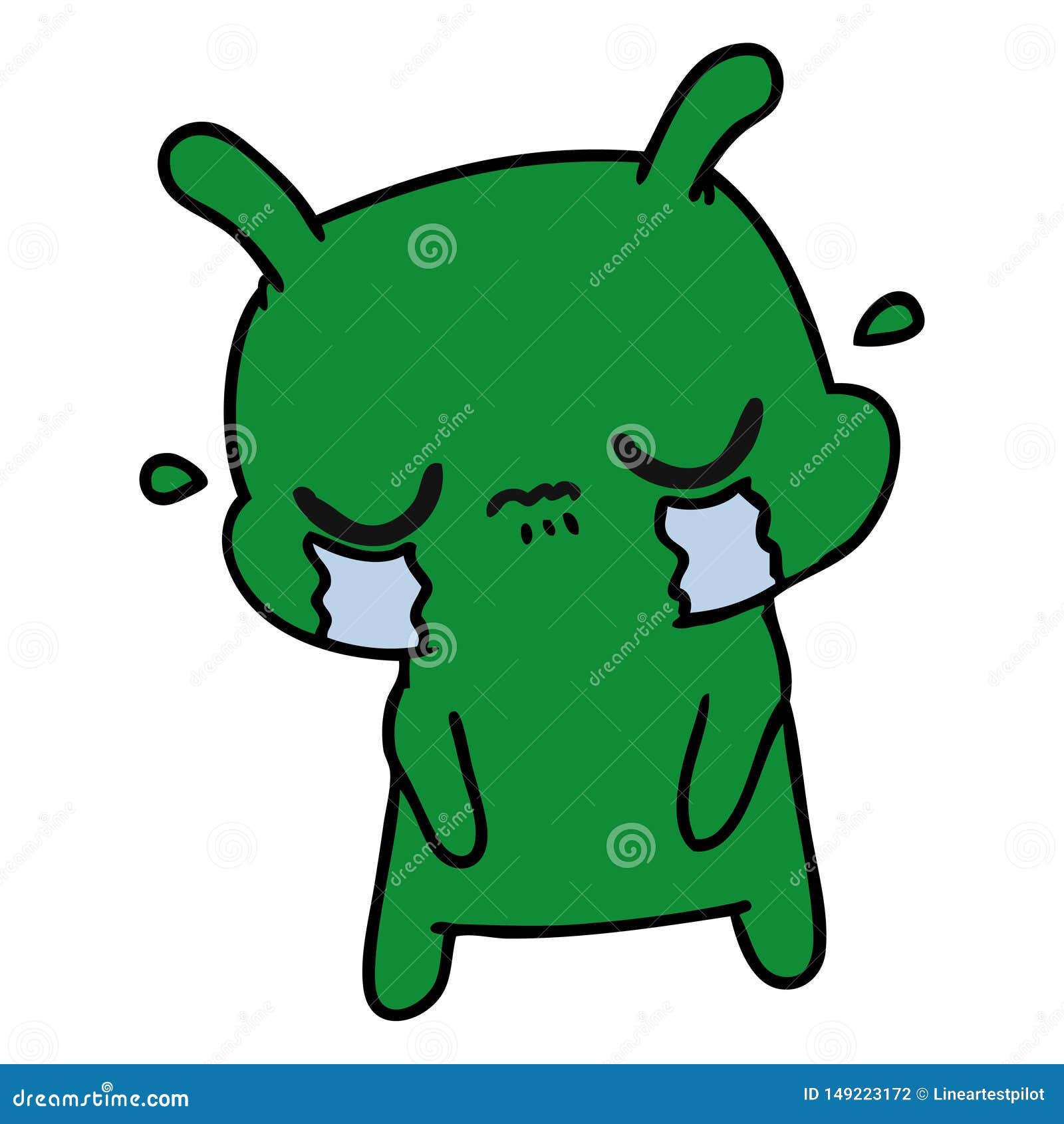 Cartoon of cute sad alien stock vector. Illustration of drawn - 149223172