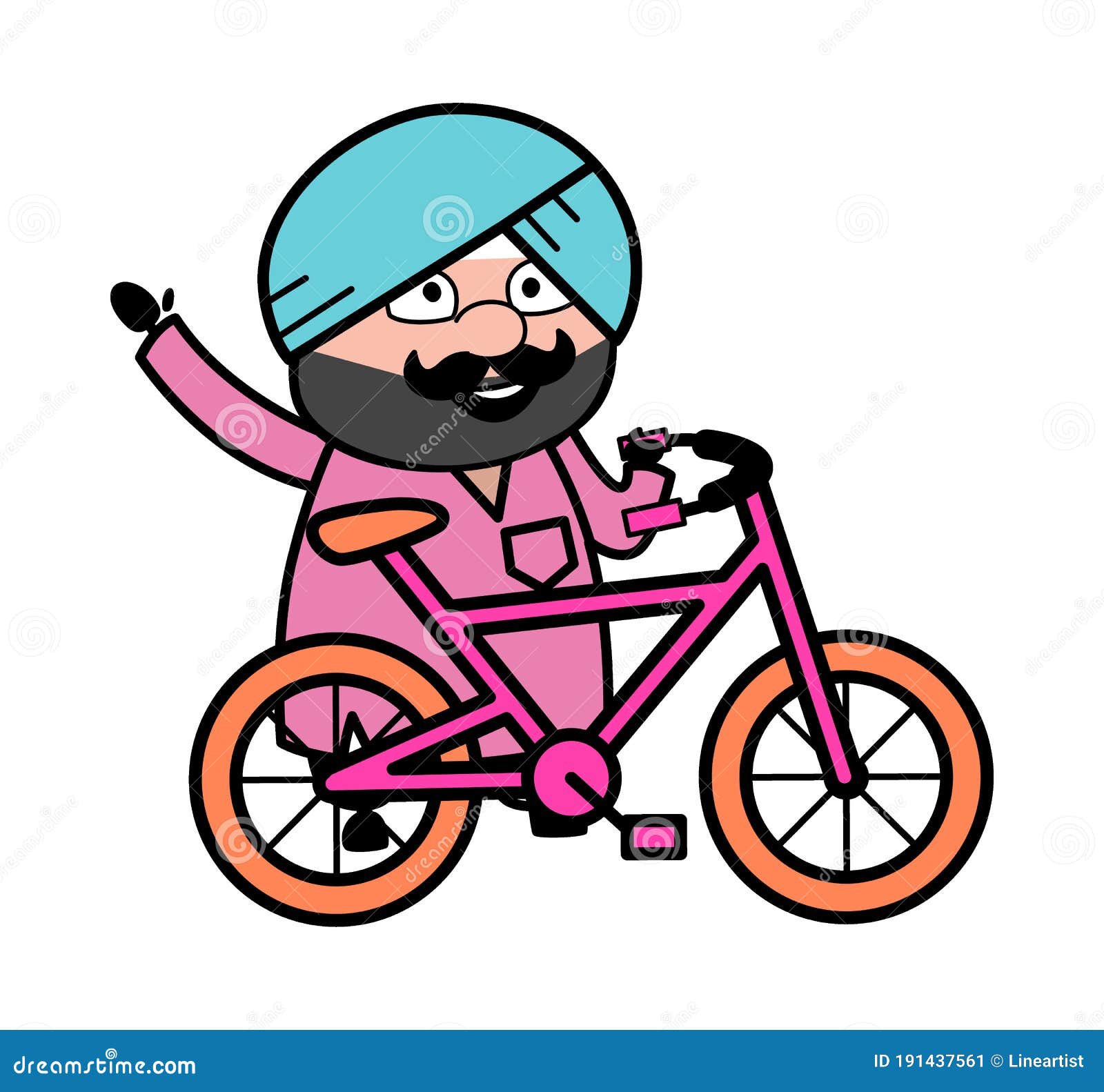 Cartoon Cute Sardar with Bicycle Stock Illustration - Illustration of ...