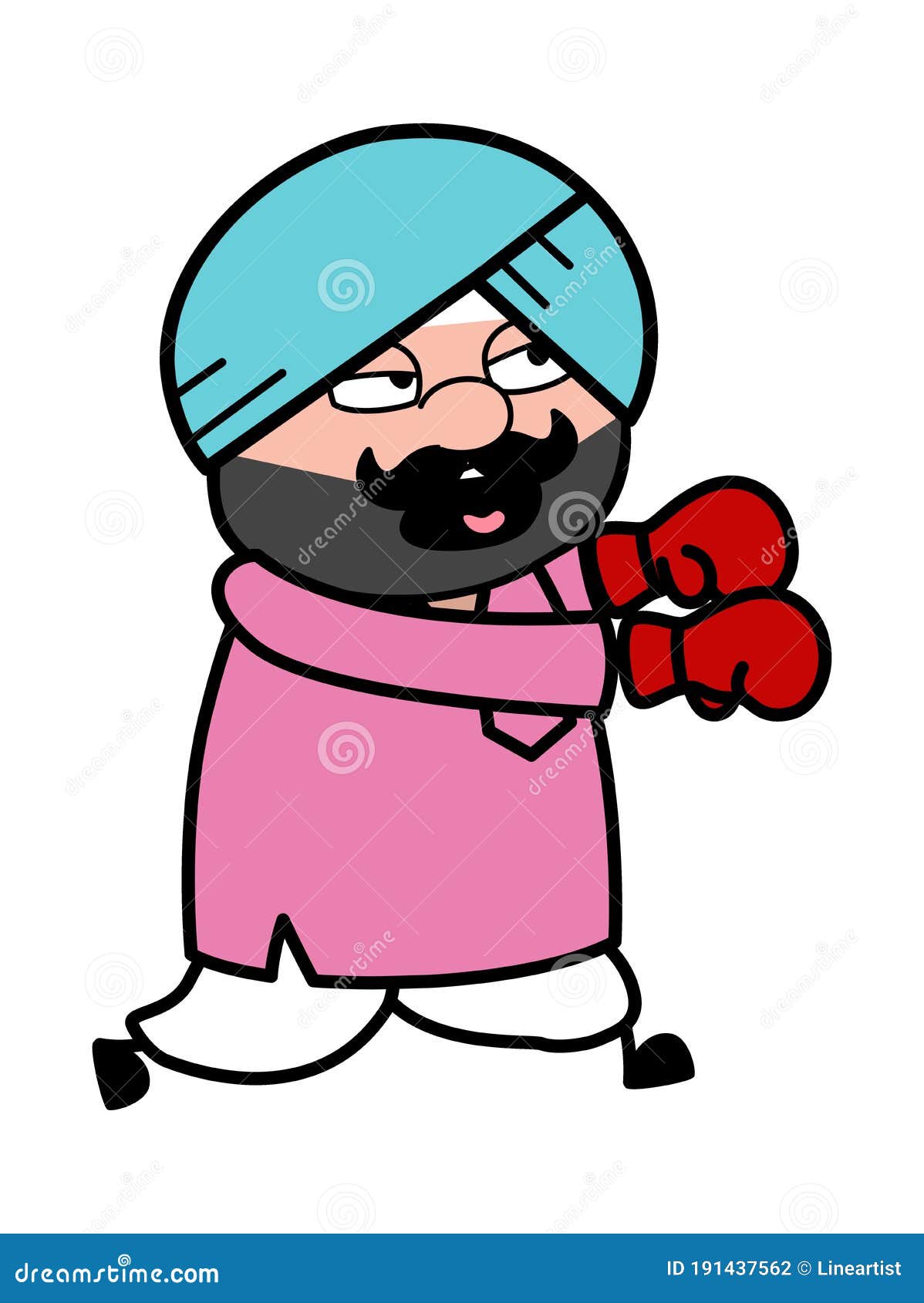 Cartoon Cute Sardar Boxing stock illustration. Illustration of punching ...