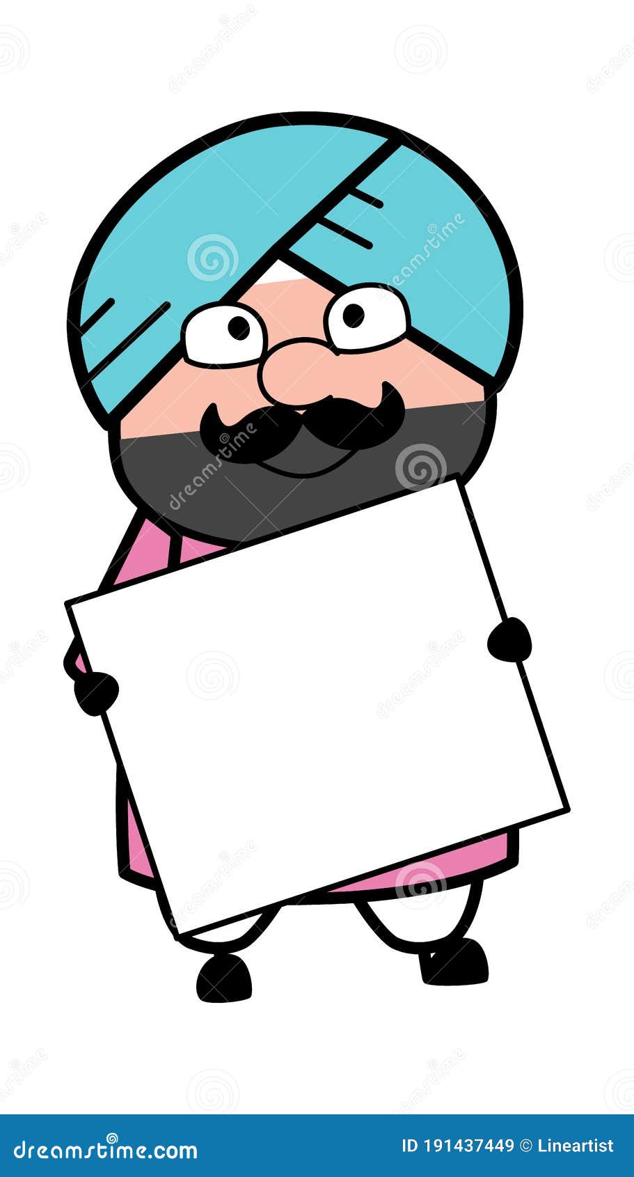 Cartoon Cute Sardar Holding a Banner Stock Vector - Illustration of ...