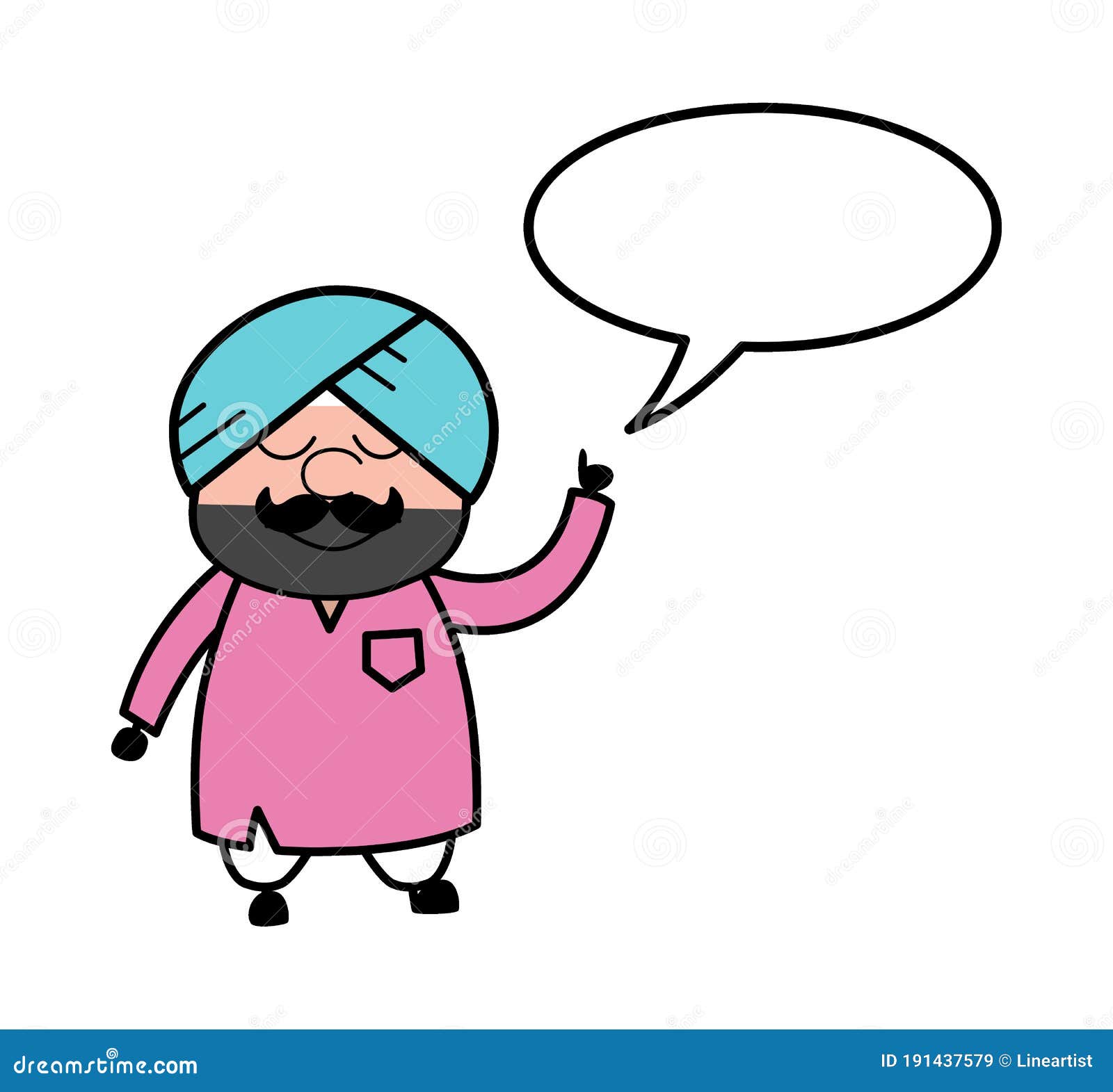 Cartoon Cute Sardar with Speech Bubbble Stock Illustration ...