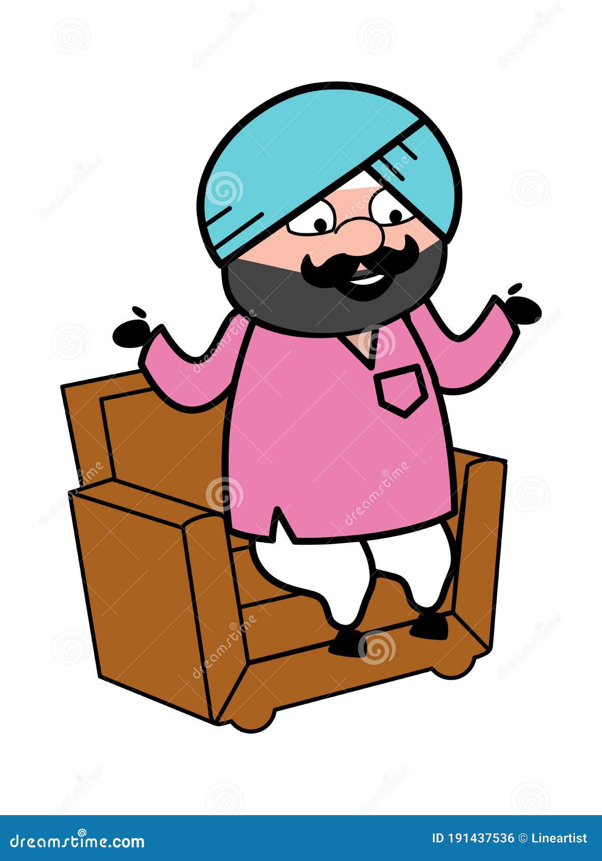 Cartoon Cute Sardar Talking on Sofa Stock Illustration - Illustration ...