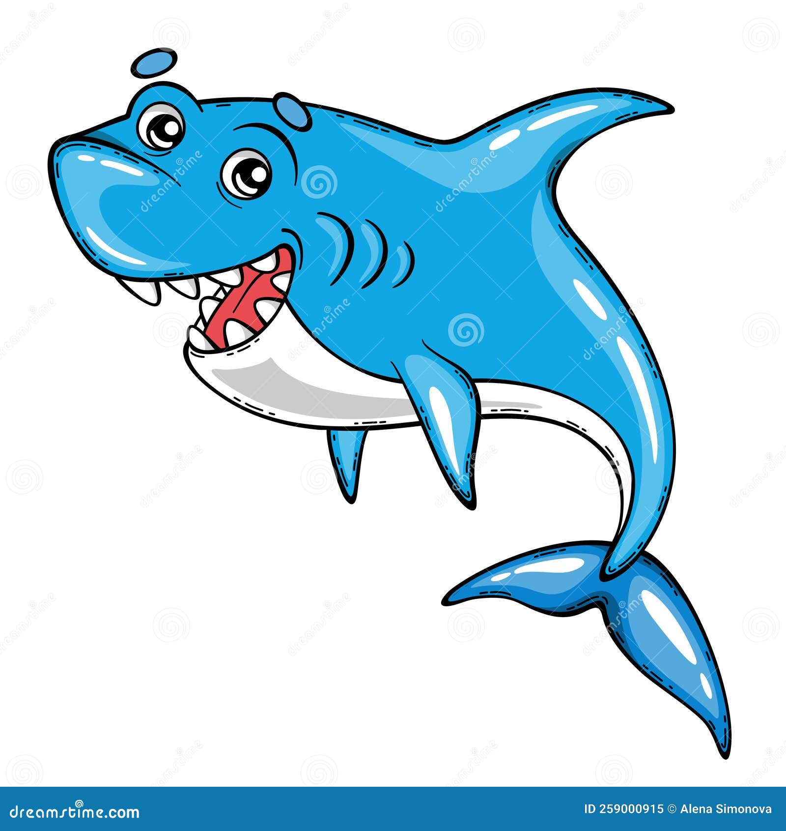 Cartoon Shark Isolated Vector Illustration Stock Vector - Illustration ...