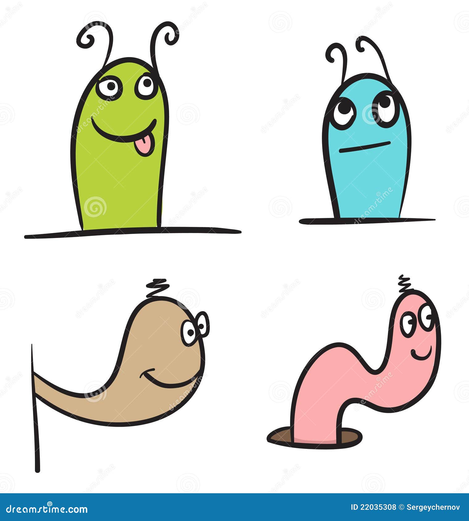 Cartoon Cute and Smiley Worms Stock Vector - Illustration of color ...