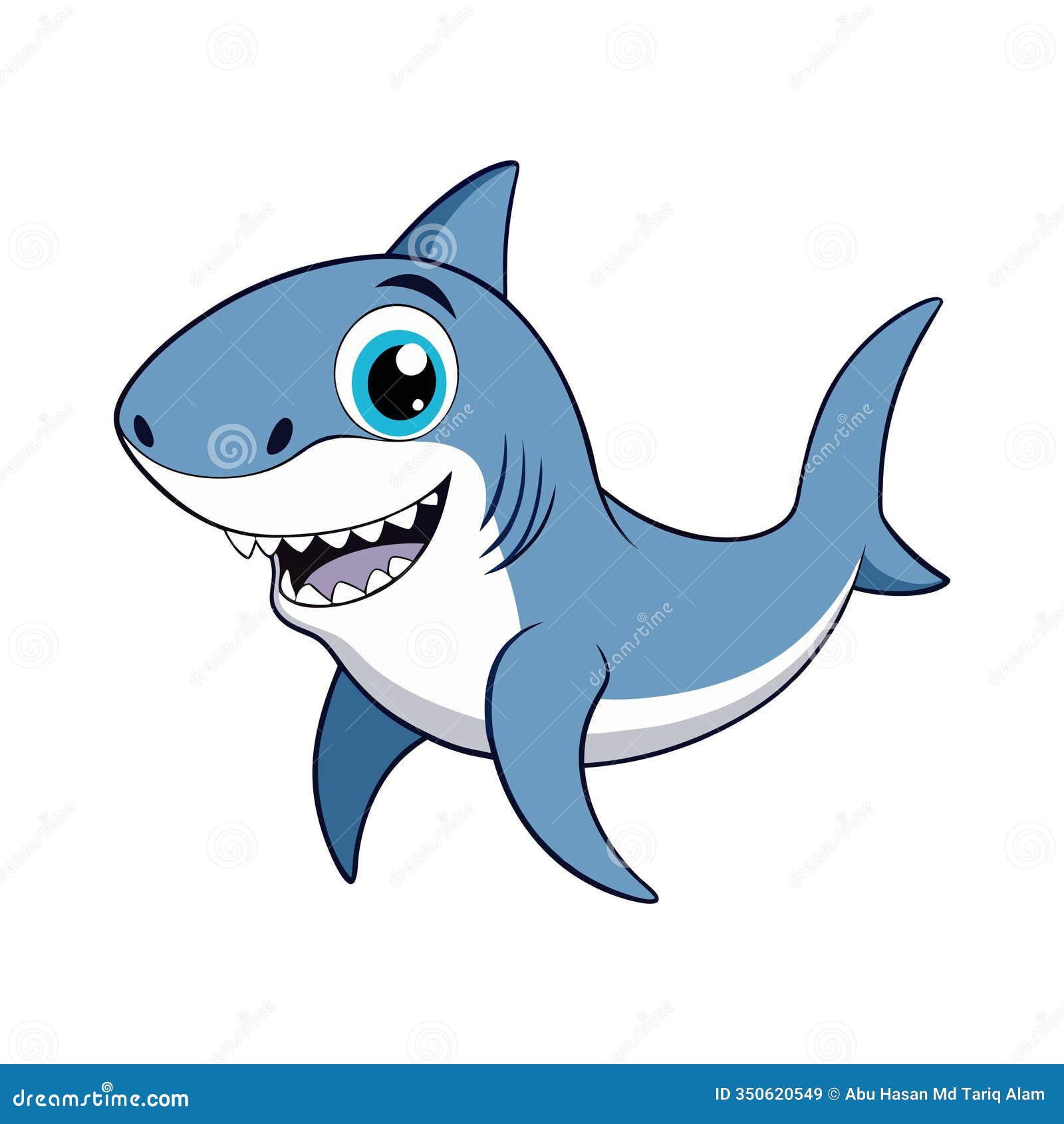A Cartoon Cute Smiling Shark with Sharp Teeth Stock Vector ...