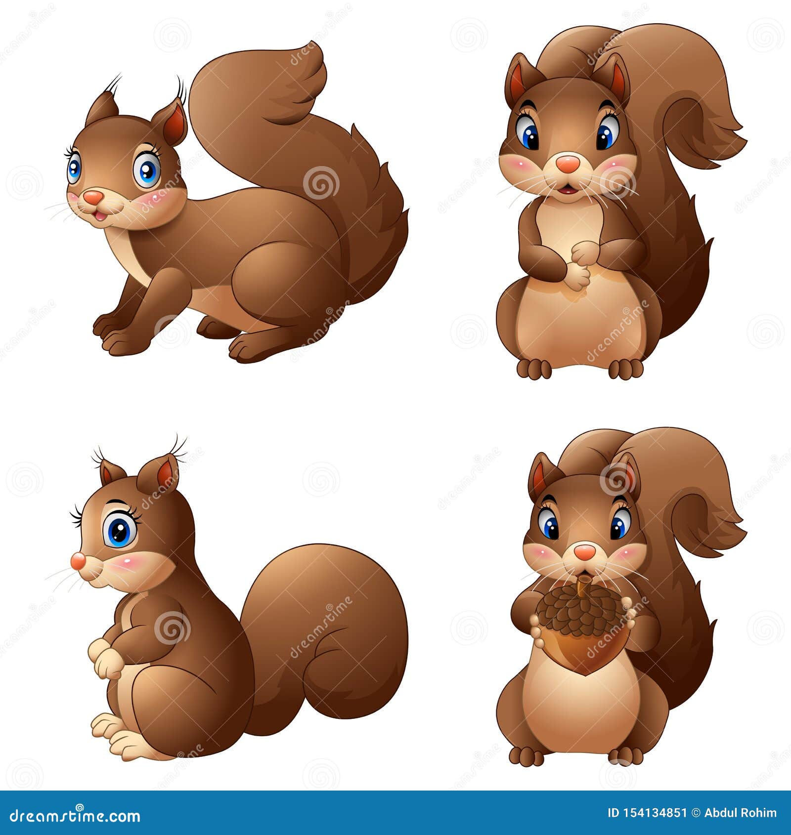 Cartoon Cute Squirrel Posing Collections Stock Illustration