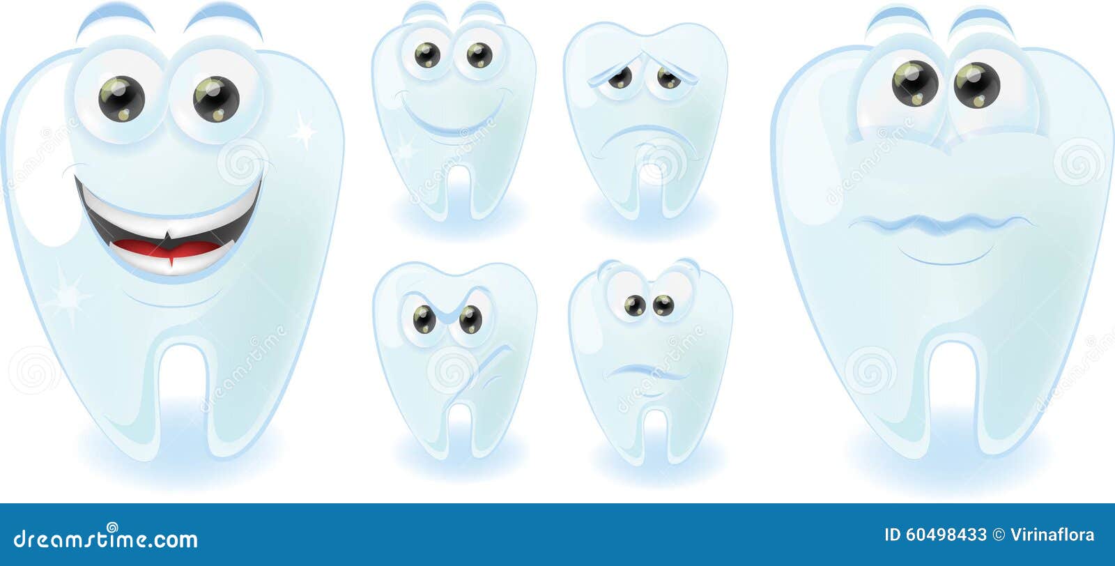 Cartoon Cute Teeth with Different Emotions,vector Stock Vector ...