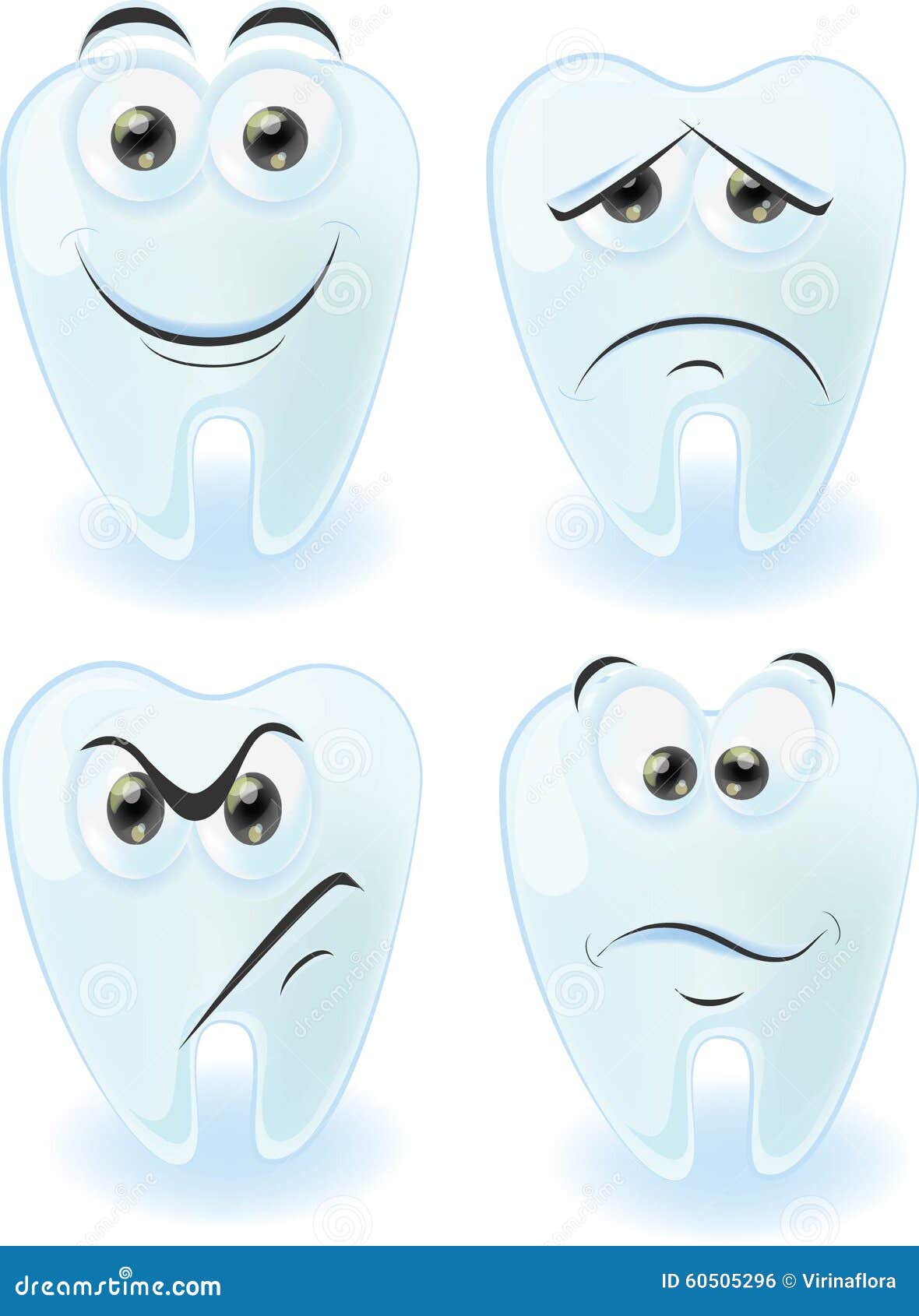 Cartoon Cute Teeth with Different Emotions,vector Stock Vector ...