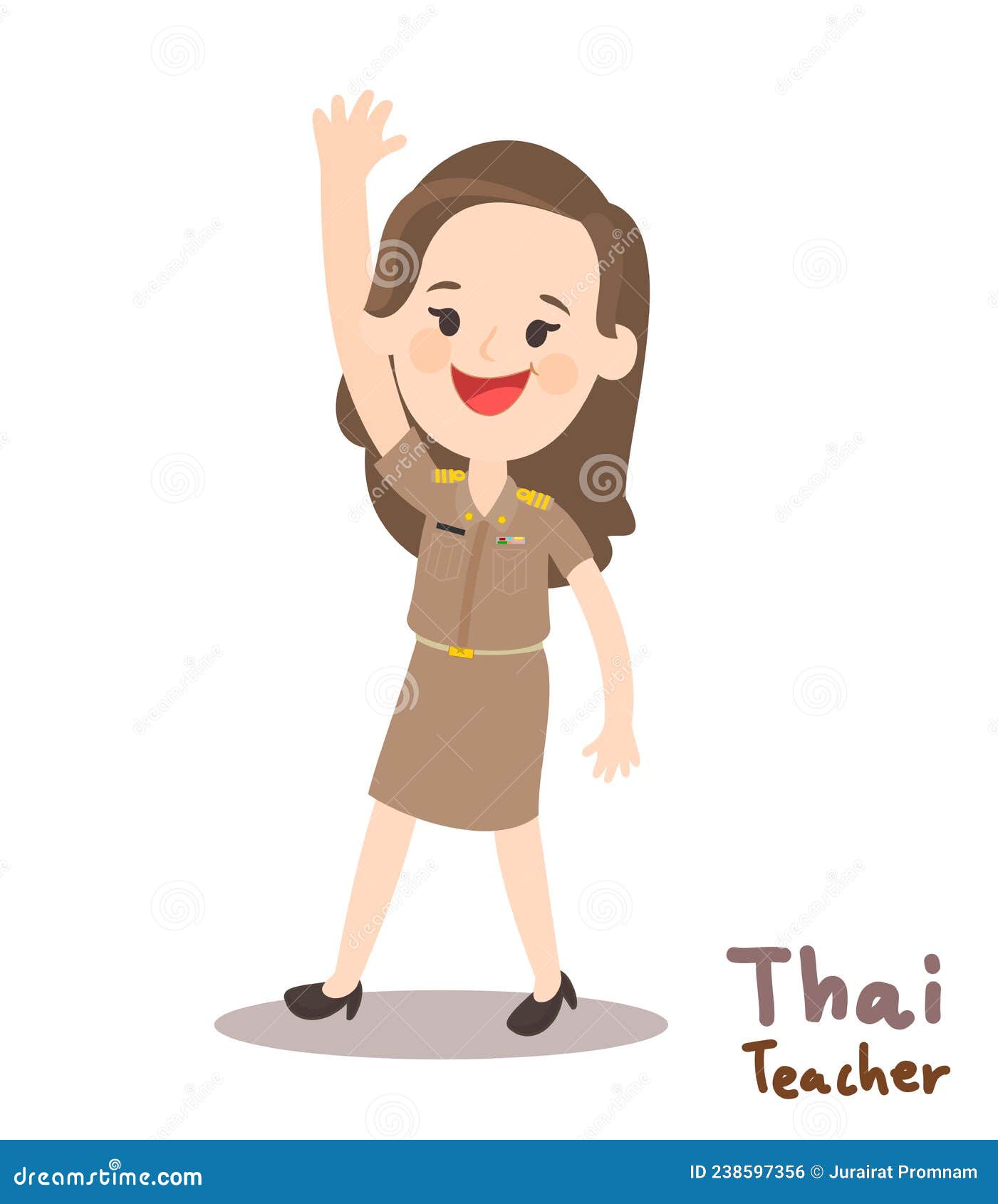Cartoon Thai Teacher Character Vector. Stock Illustration ...