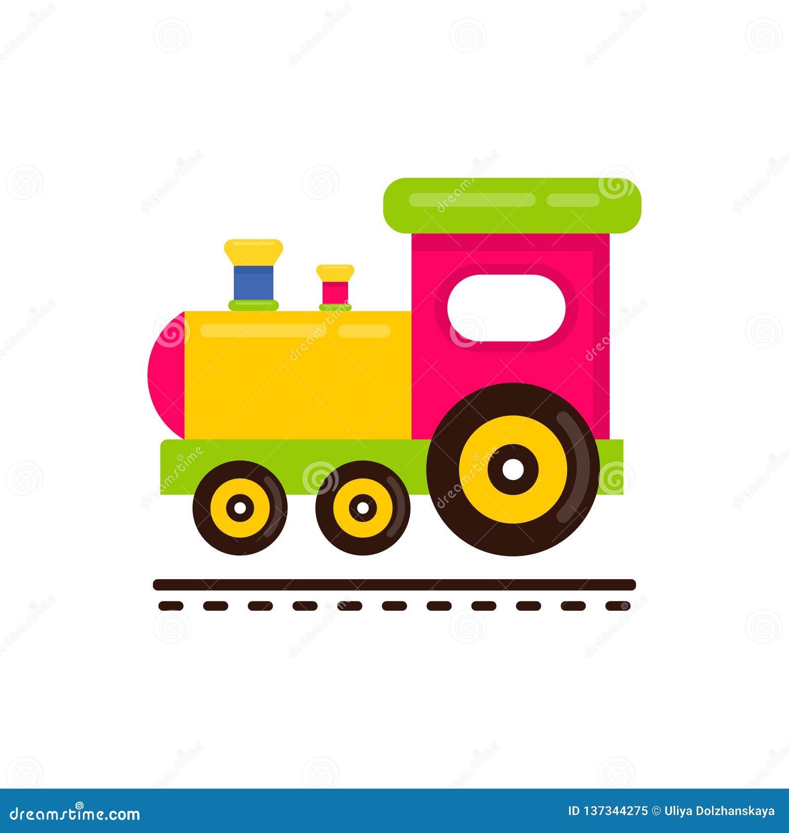 Cartoon Cute Train on Rails Stock Vector - Illustration of retro, toys ...