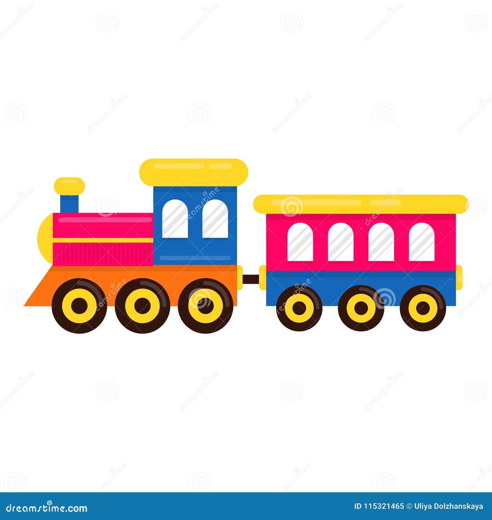 Cartoon Cute Train with Railway Carriage Stock Vector - Illustration of ...