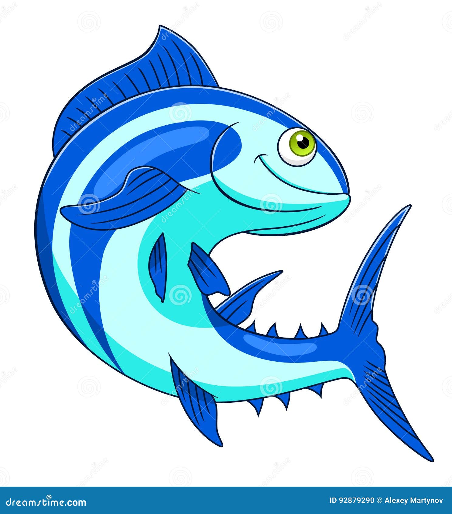 Cute Tuna Fish Swimming In The Deep Sea, All Over Repeat Pattern ...