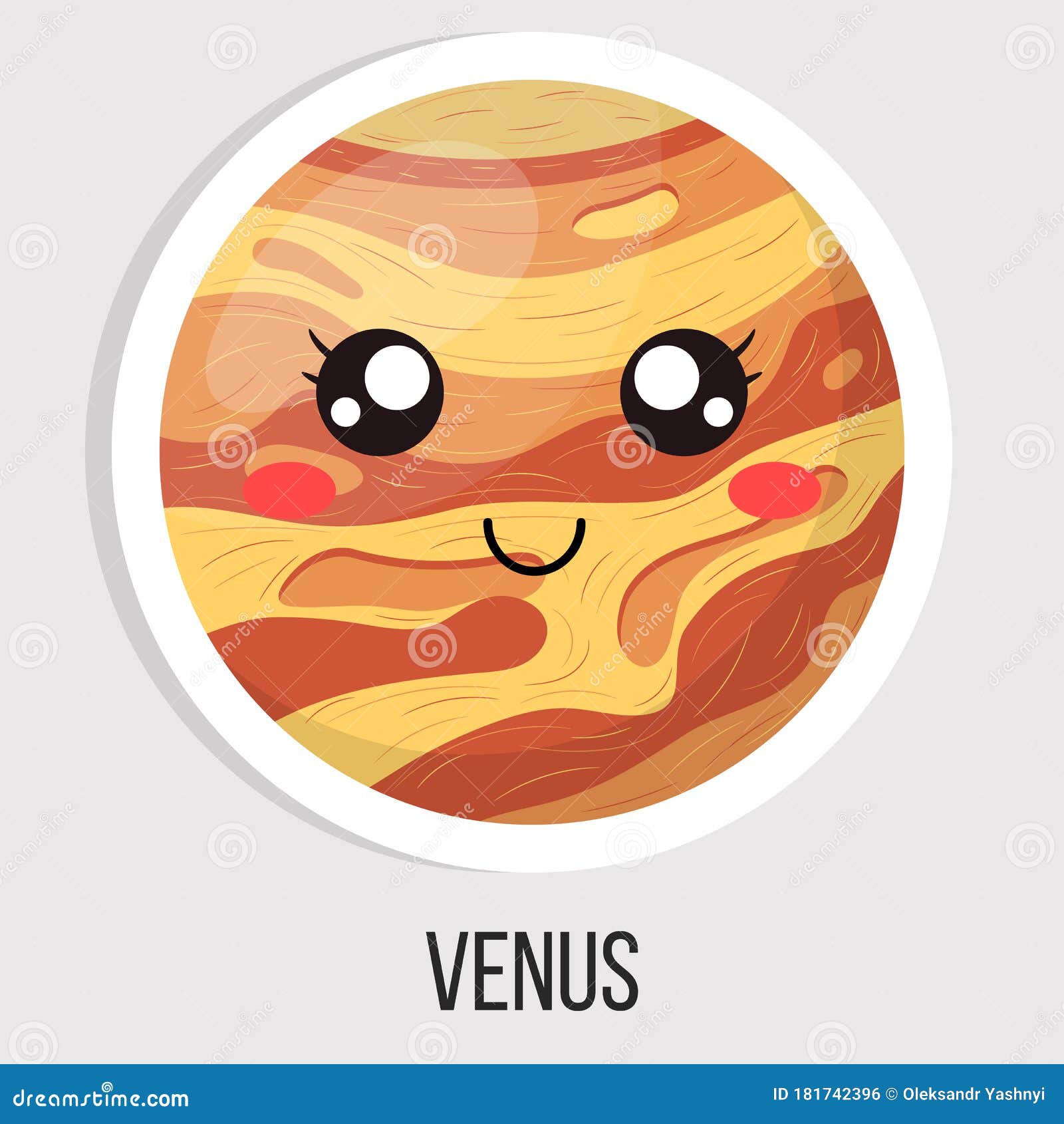 Cartoon Cute Venus Planet Isolated On White Background Planet Of Solar