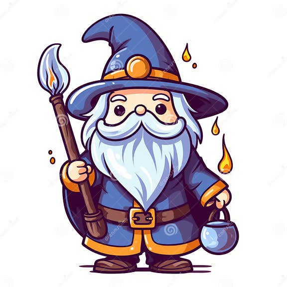 Cartoon Cute Wizard. Vector Illustration. Cute Cartoon Wizard Stock ...