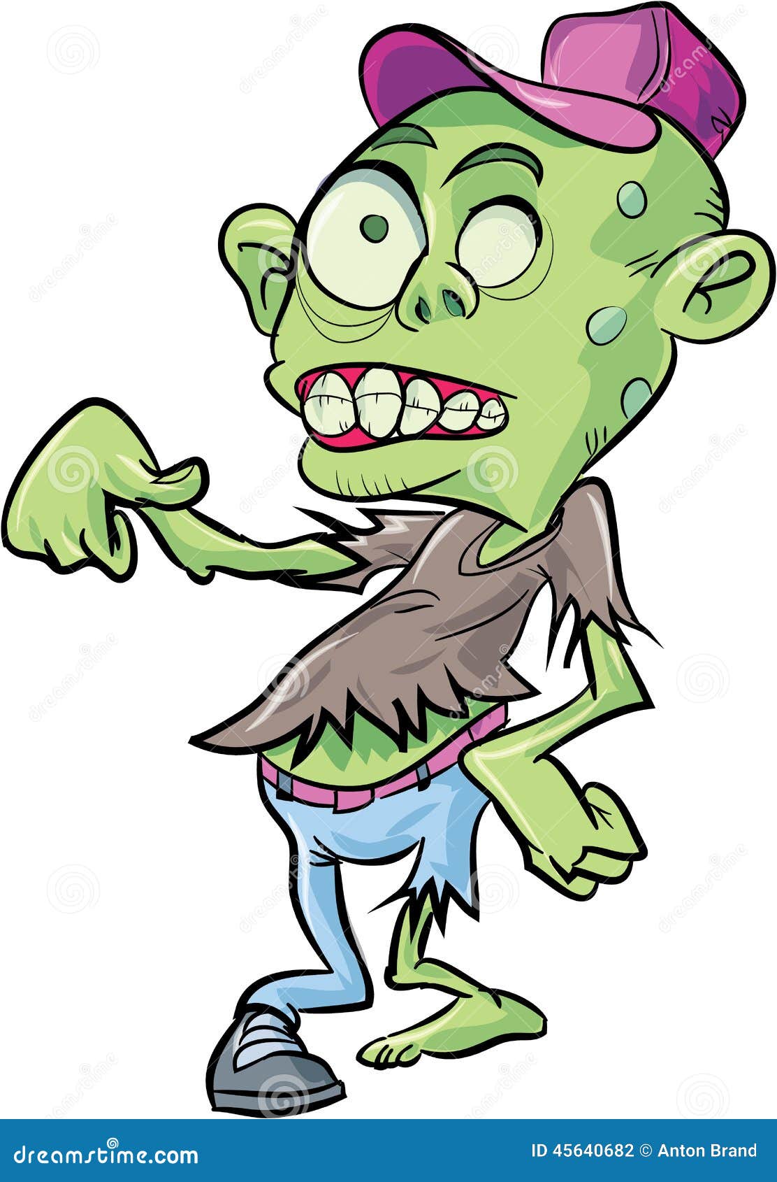 Cartoon Cute Zombie.Isolated Stock Illustration - Illustration of ...