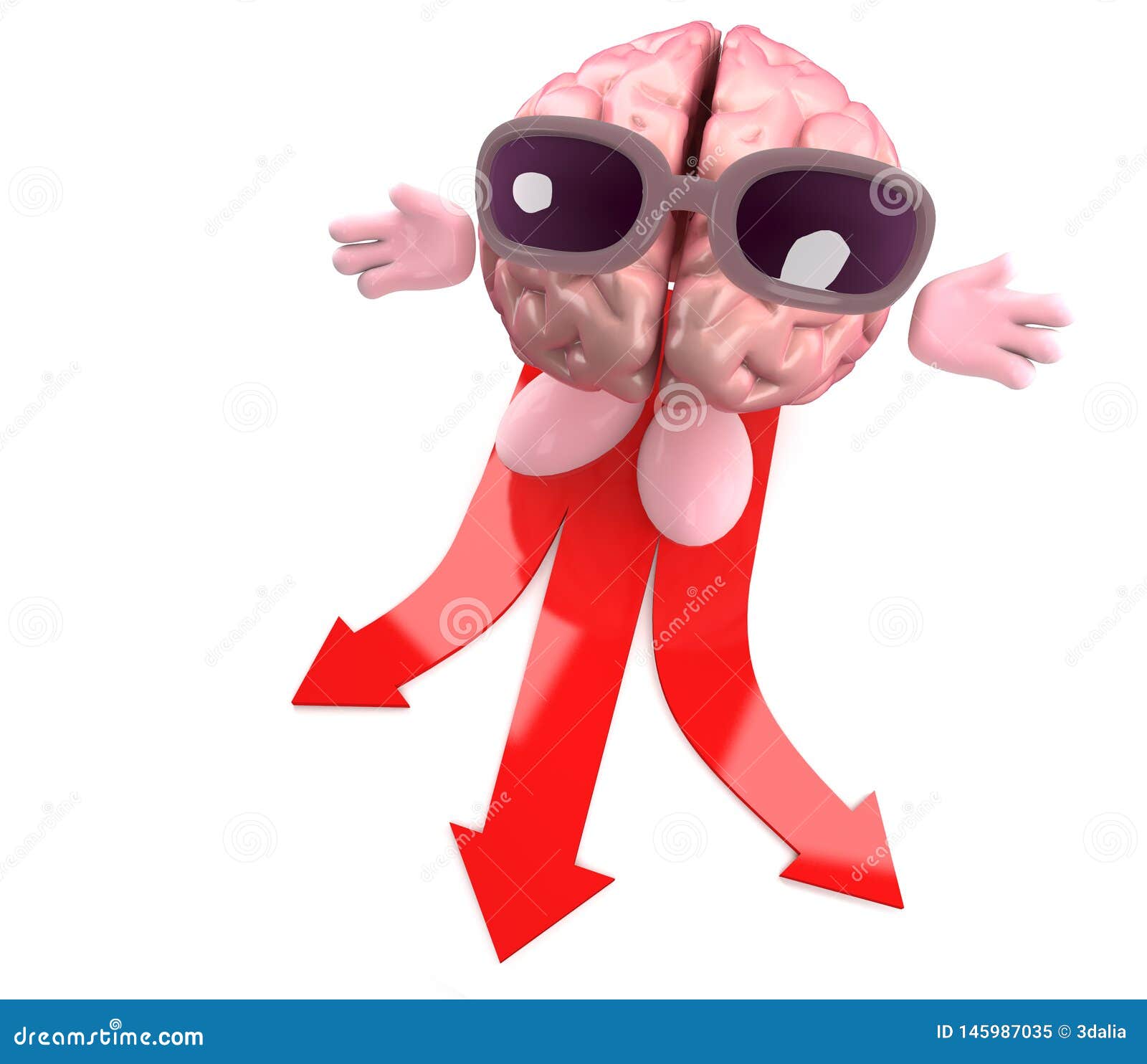 Cartoon 3d Brain Character Choosing Which Direction To Travel Stock ...