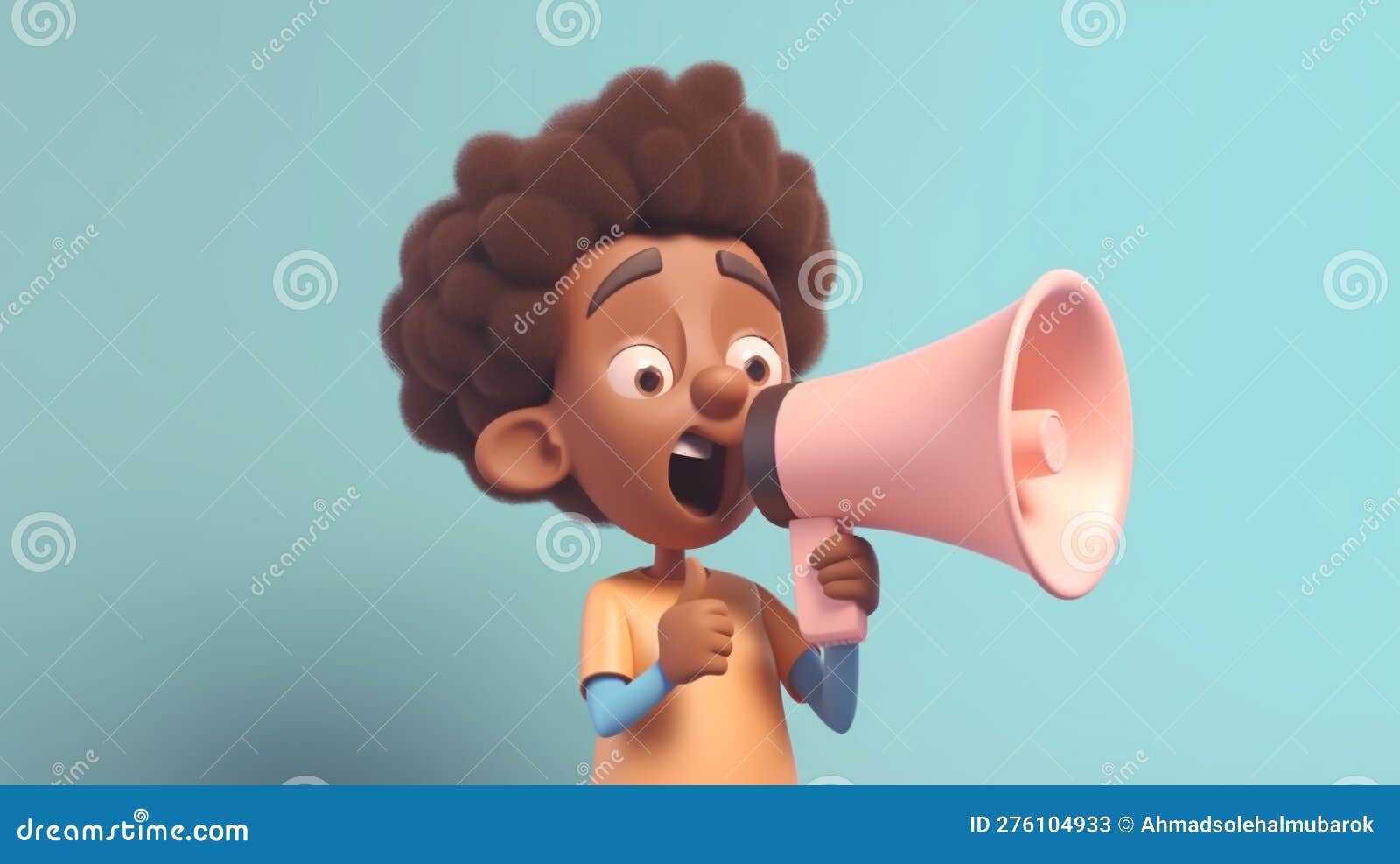 Cartoon 3d Character Speaking into a Megaphone. Stock Illustration ...
