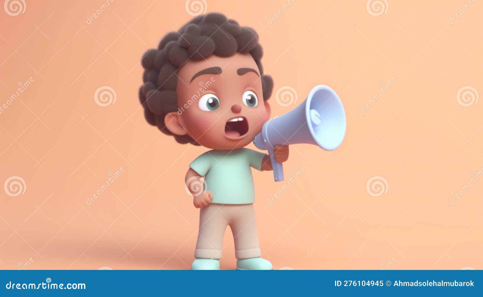 Cartoon 3d Character Speaking into a Megaphone. Stock Illustration ...