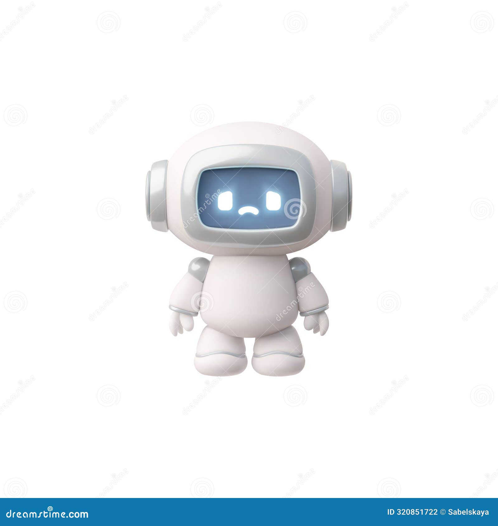 Cartoon 3D Chat Bot with a Sad Face on an Isolated Background. Stock ...