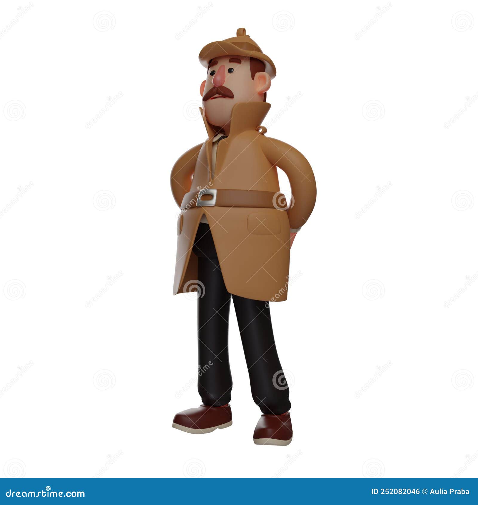 Cartoon 3D Detective with Cool Pose Stock Illustration - Illustration ...