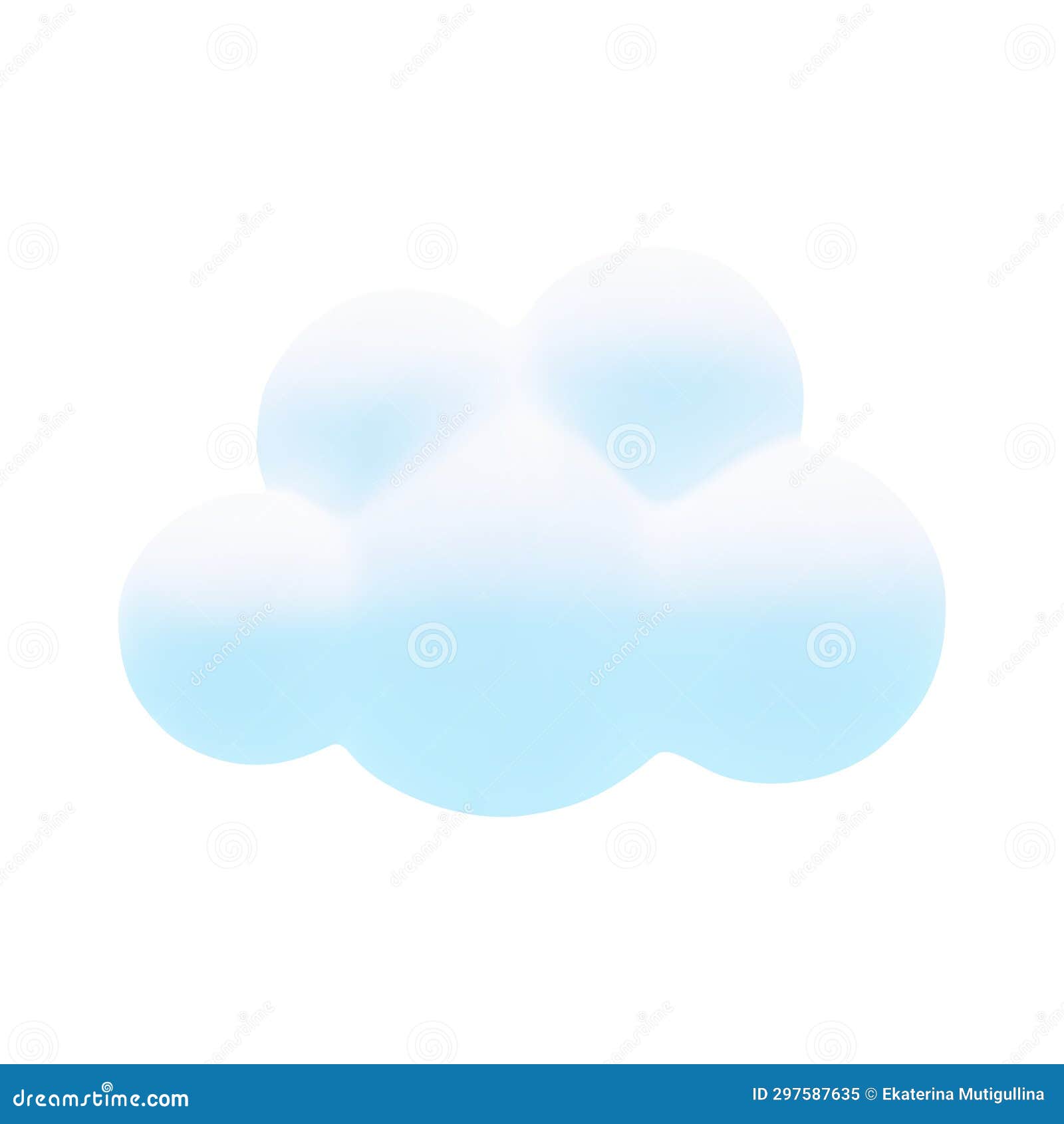 Cartoon 3d Fluffy Cloud. Vector Soft Blue Realistic Cloud Isolated on ...