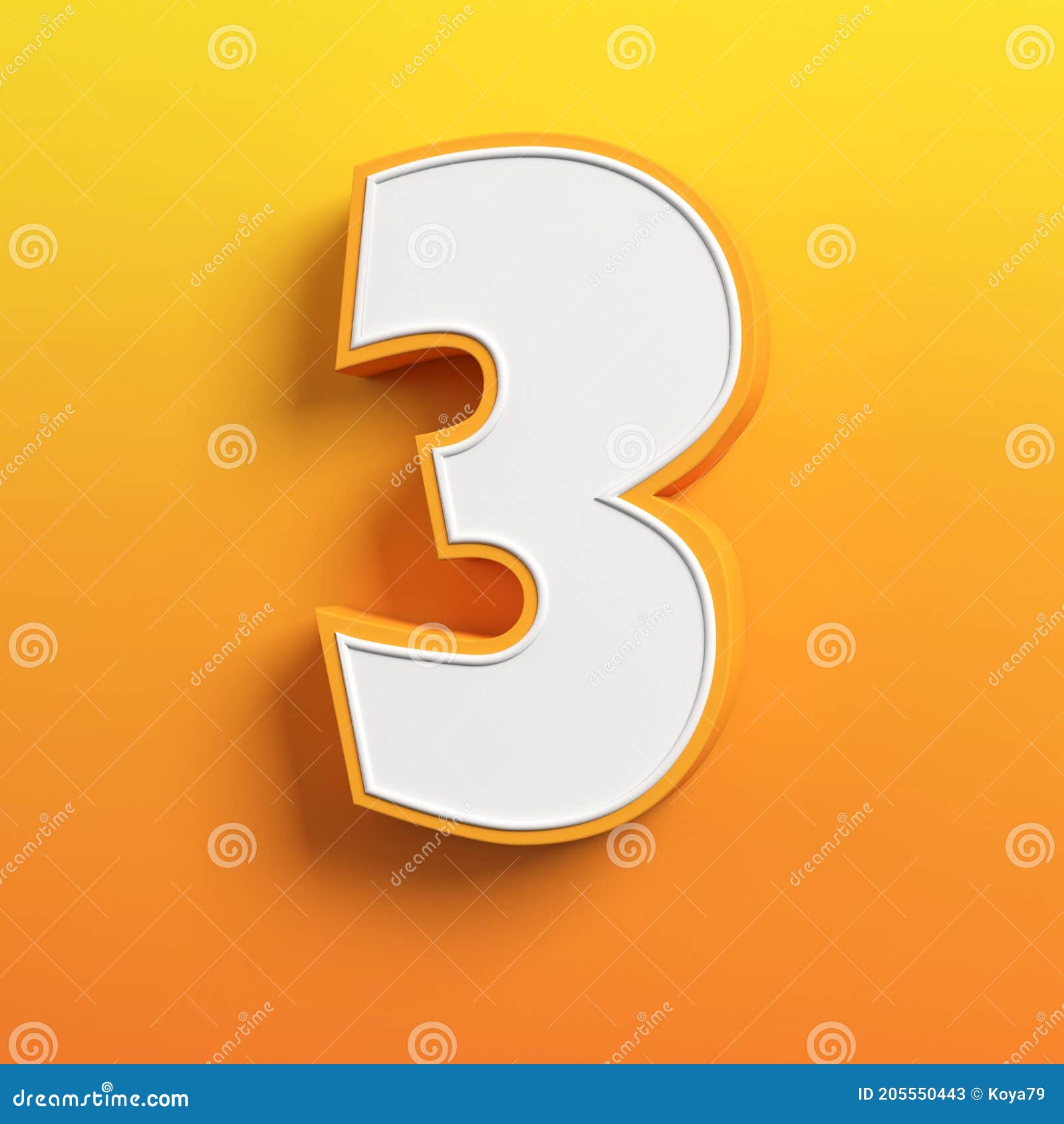 Cartoon 3d font number 3 stock illustration. Illustration of preschool ...