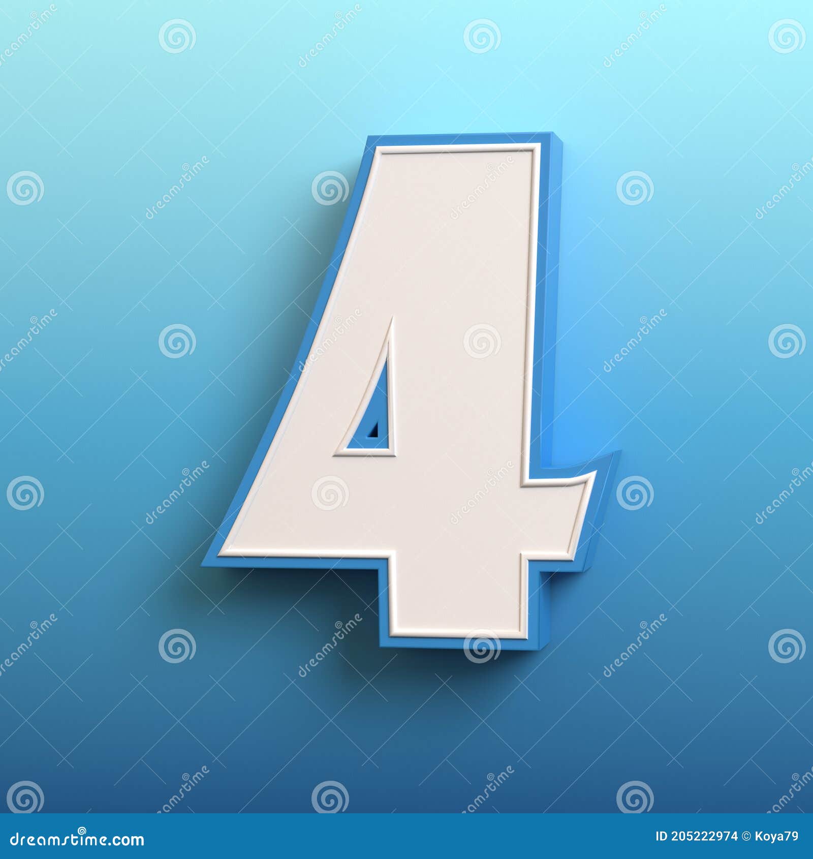 Cartoon 3d Font, 3d Rendering, Number 4 Stock Illustration ...