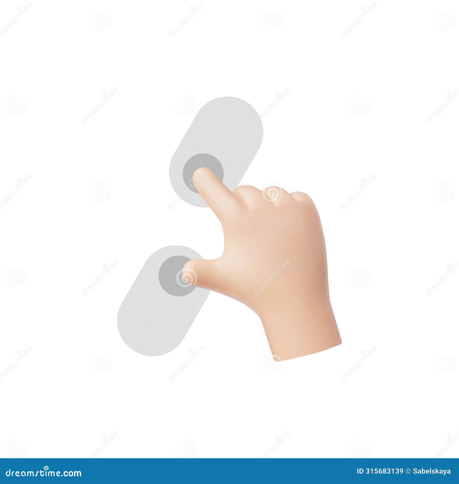 Cartoon 3D Hand Image with Zoom Icon on the Touch Screen on White ...