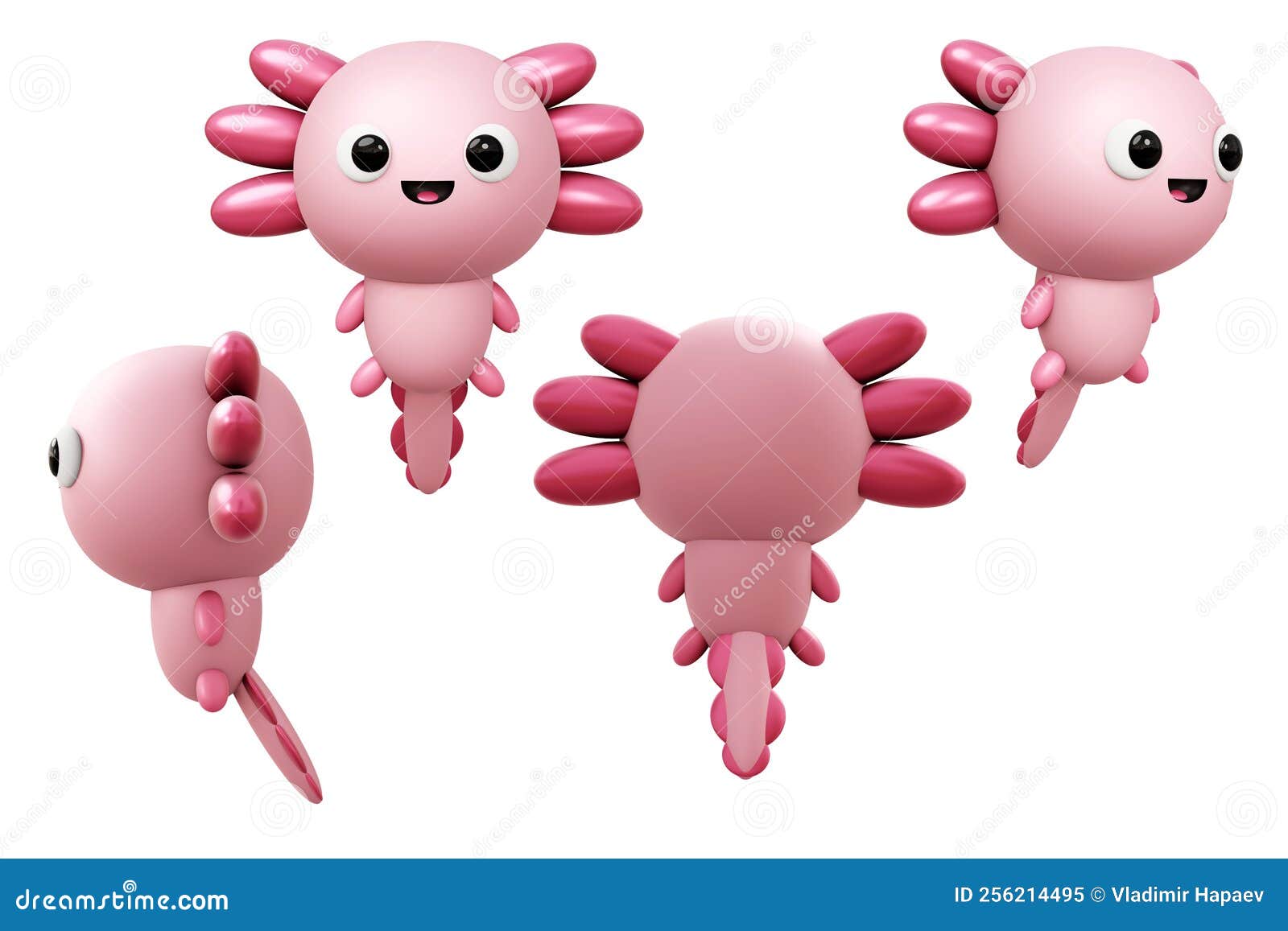 Cartoon 3D Illustration of Cute Axolotl Stock Illustration ...