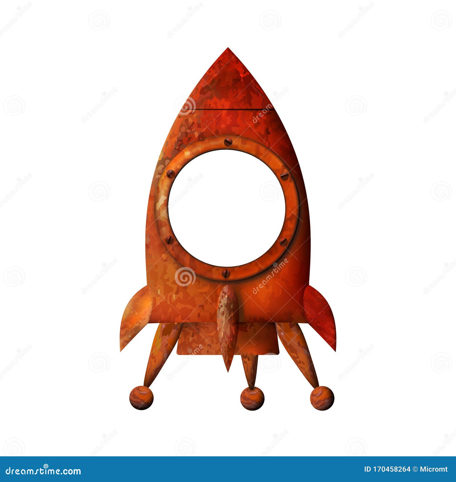 Cartoon 3d Old Rocket. Rusty Spaceship Isolated on White Background ...