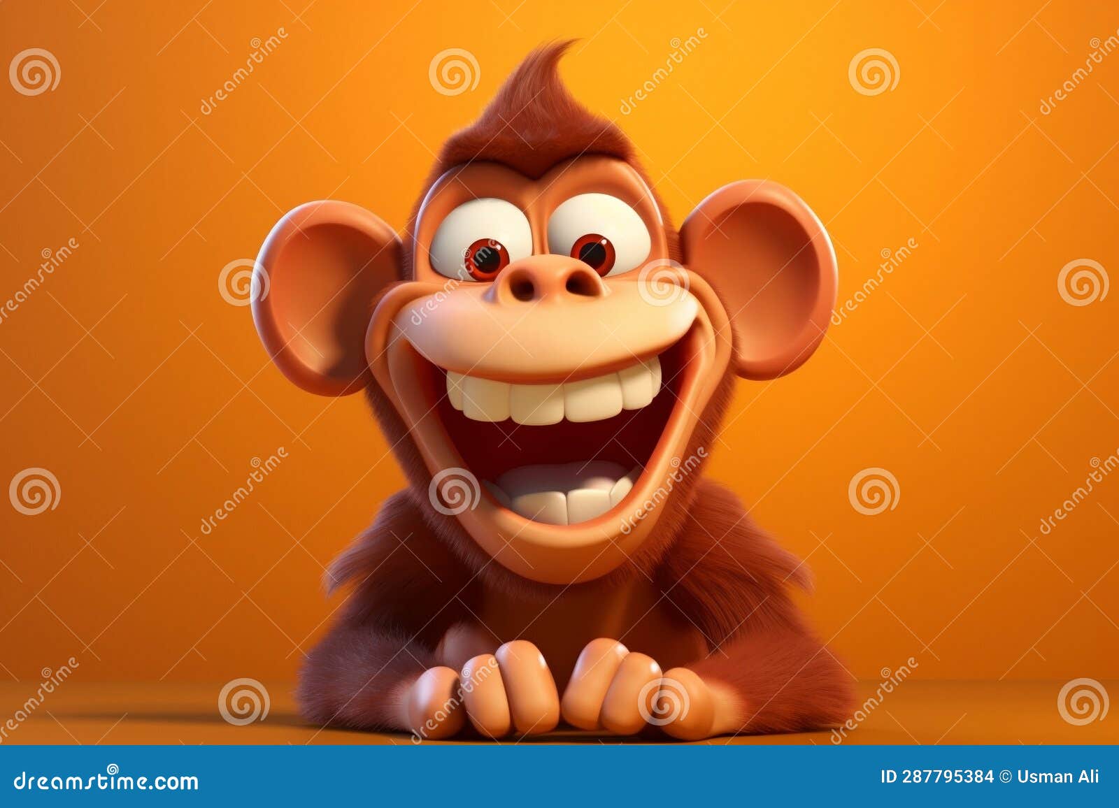 Cartoon 3d Riscando Personagem De Macaco. Ai Ilustração Stock ...