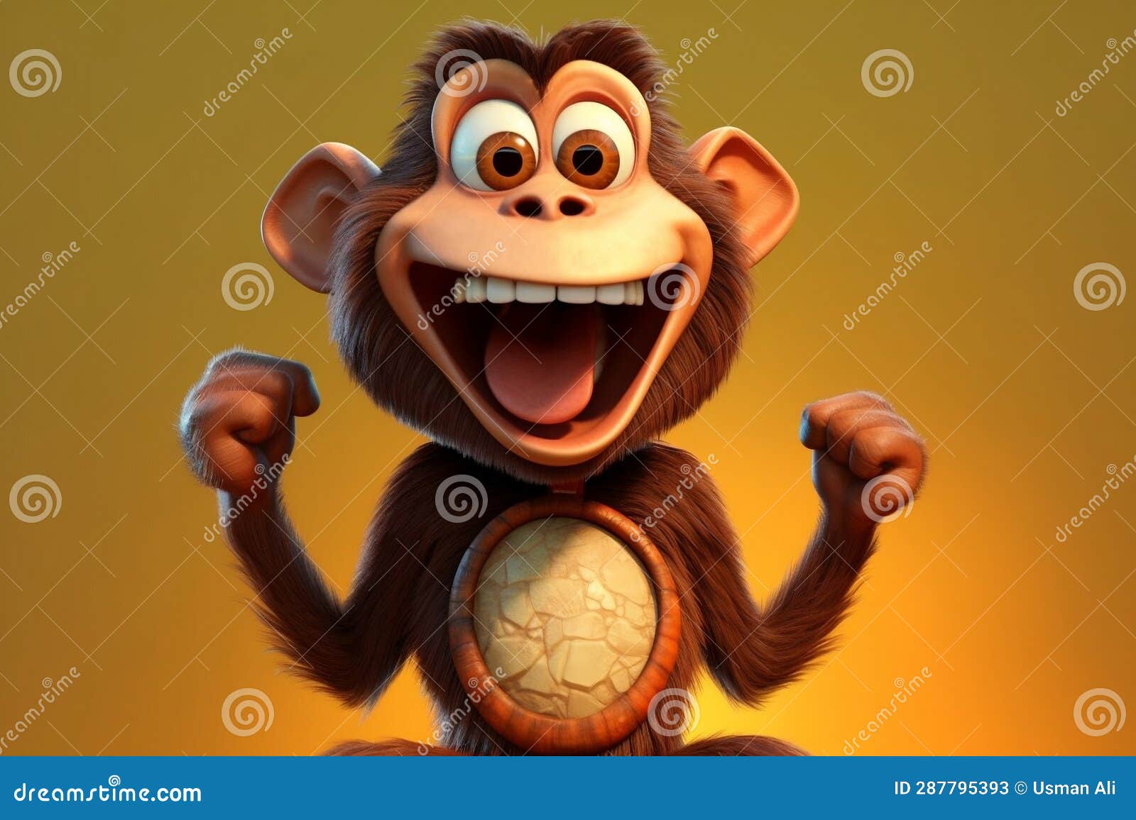 Cartoon 3d Riscando Personagem De Macaco. Ai Ilustração Stock ...