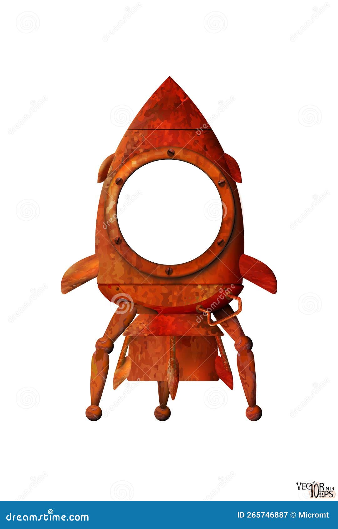 Cartoon 3d Rocket. Rusty Spaceship Isolated. Vector Eps10 Stock Vector ...