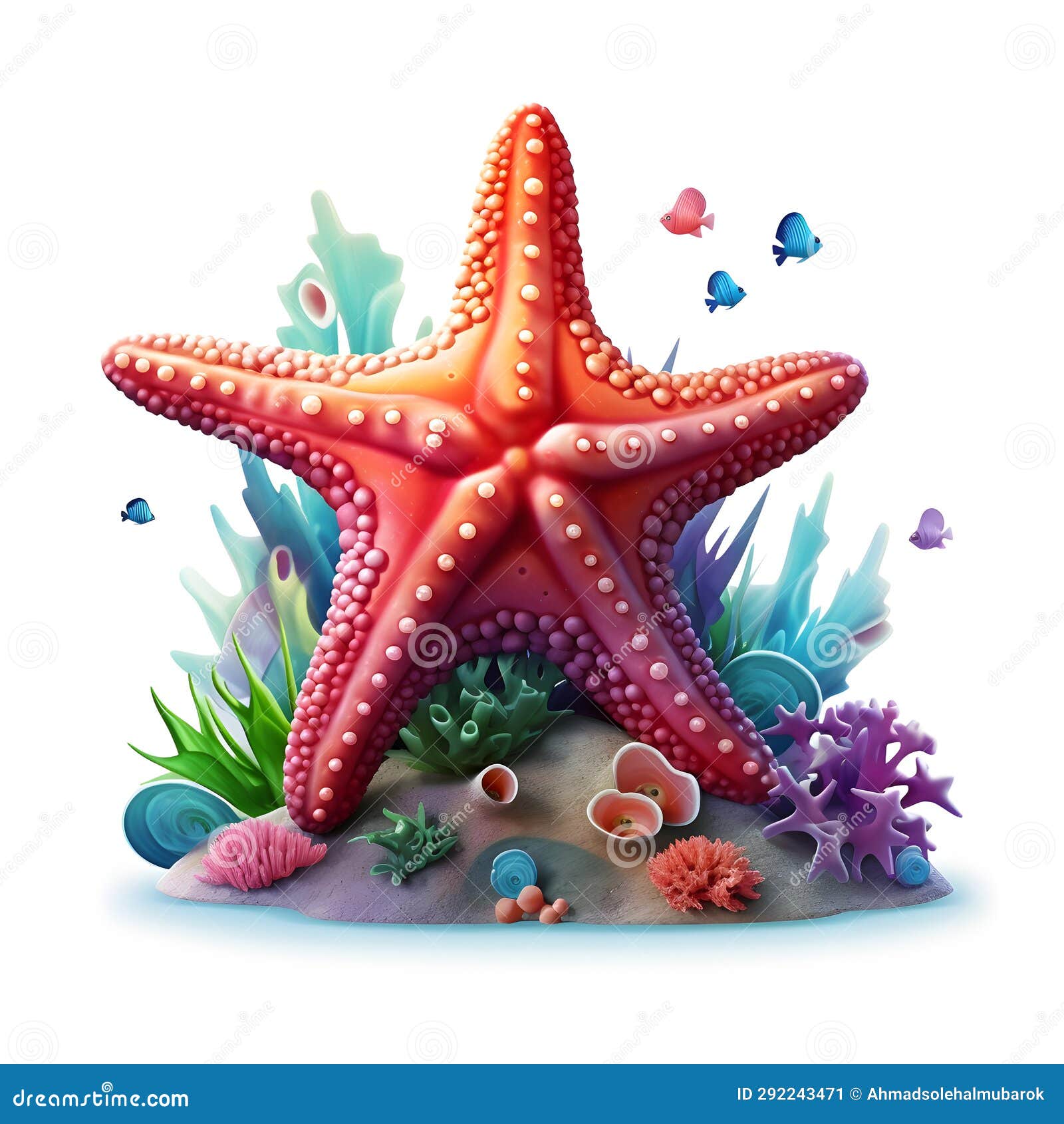 Cartoon 3d Star Fish on the Coral Reef Stock Illustration ...