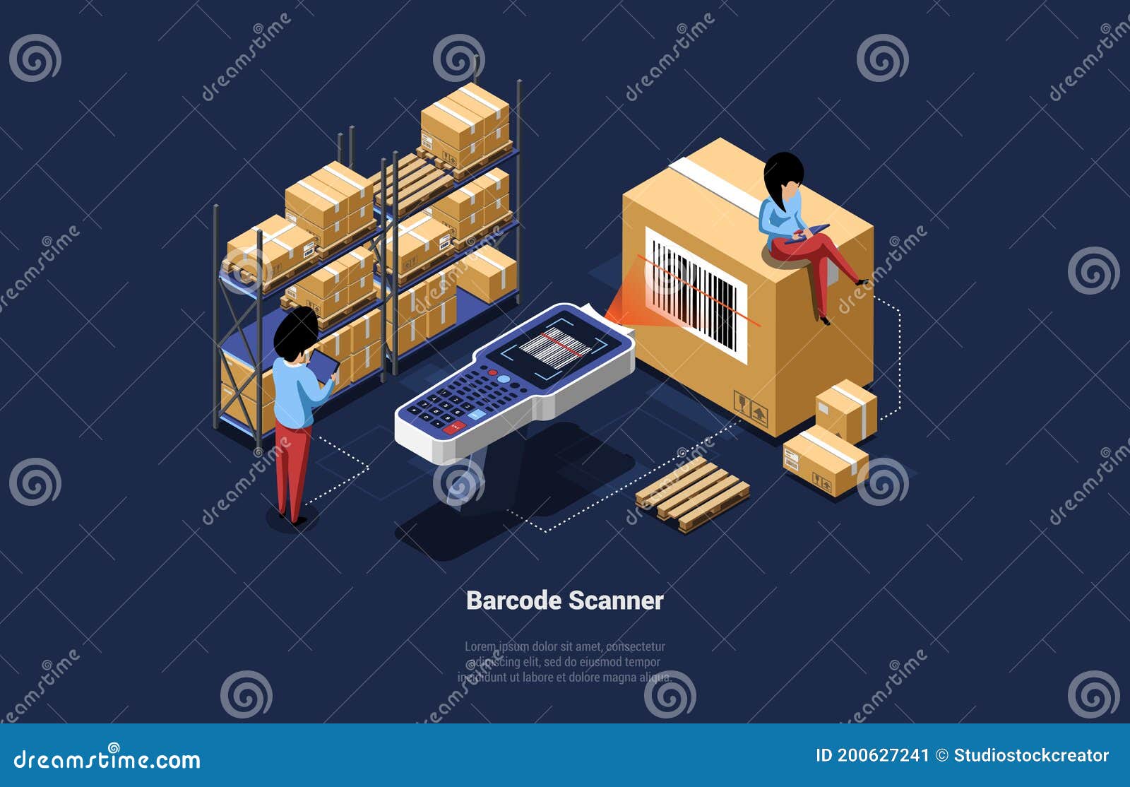Cartoon 3D Style Vector Illustration with Isometric Objects and Writing ...