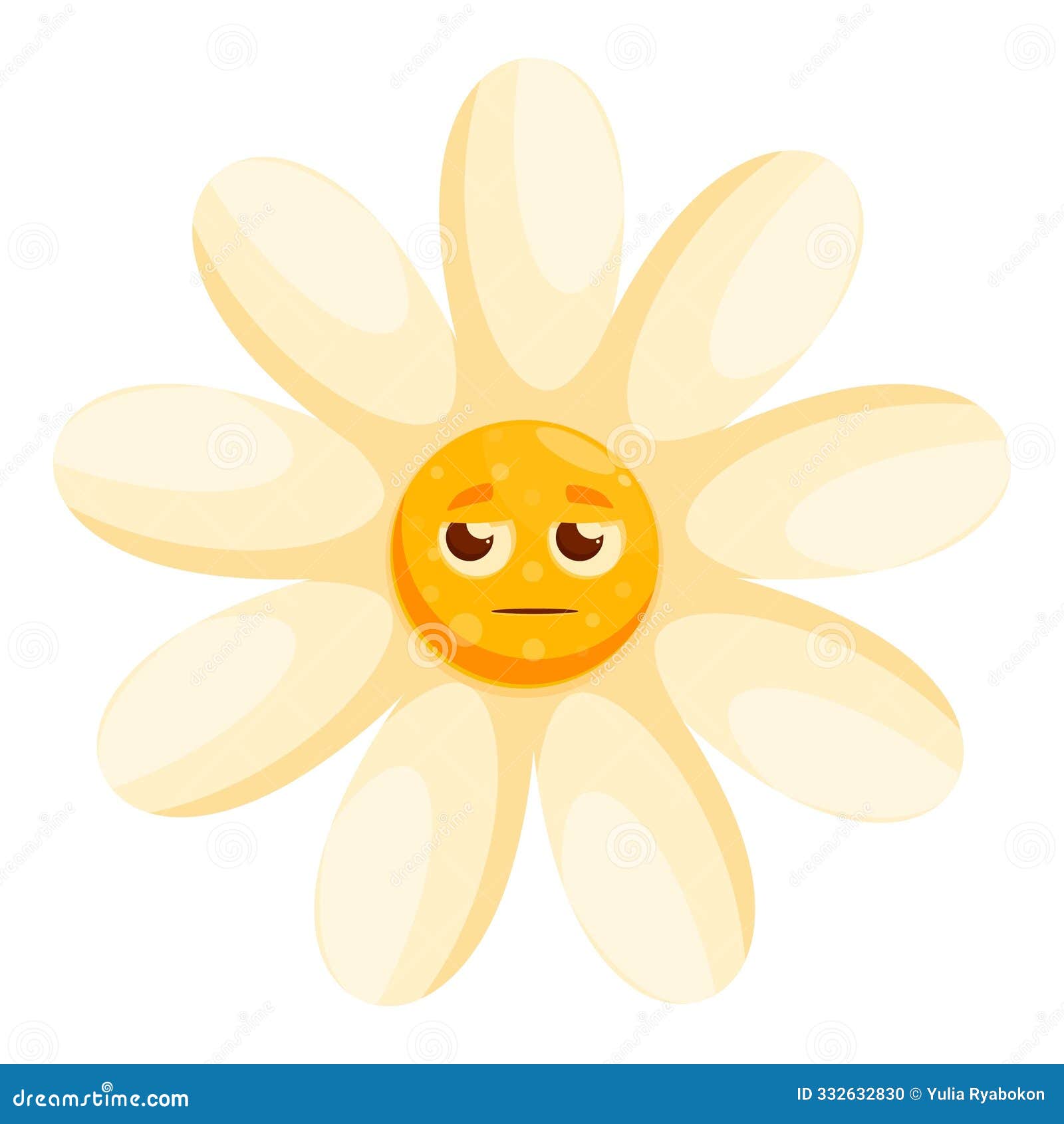 Cartoon Daisy with Sad Face Expression Stock Illustration ...