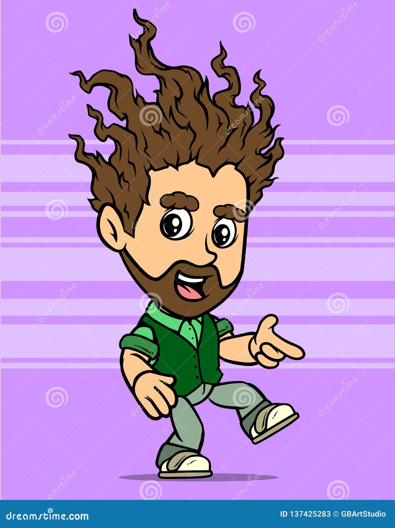 Cartoon Dancing Long Haired Bearded Boy Character | CartoonDealer.com ...