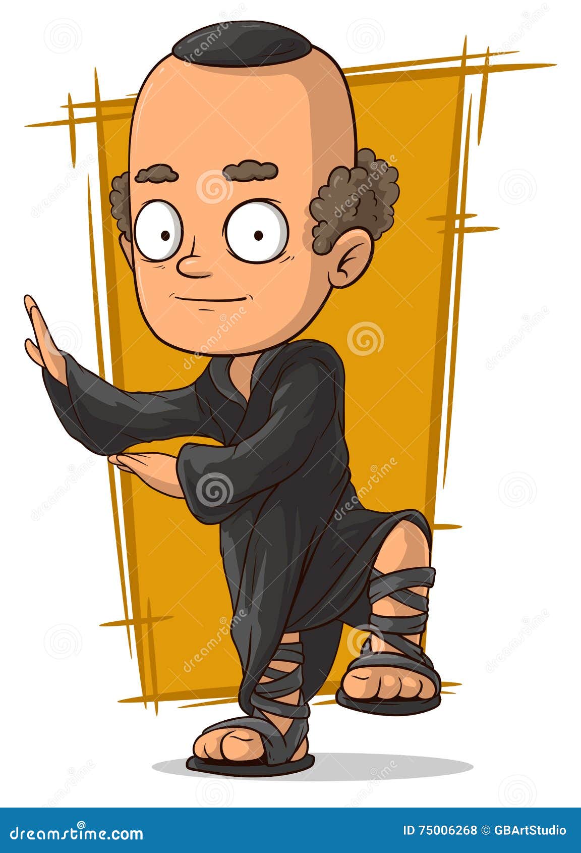 Man In Black Robe Walking With Lanterns .The Glass Room Had The Shadow ...