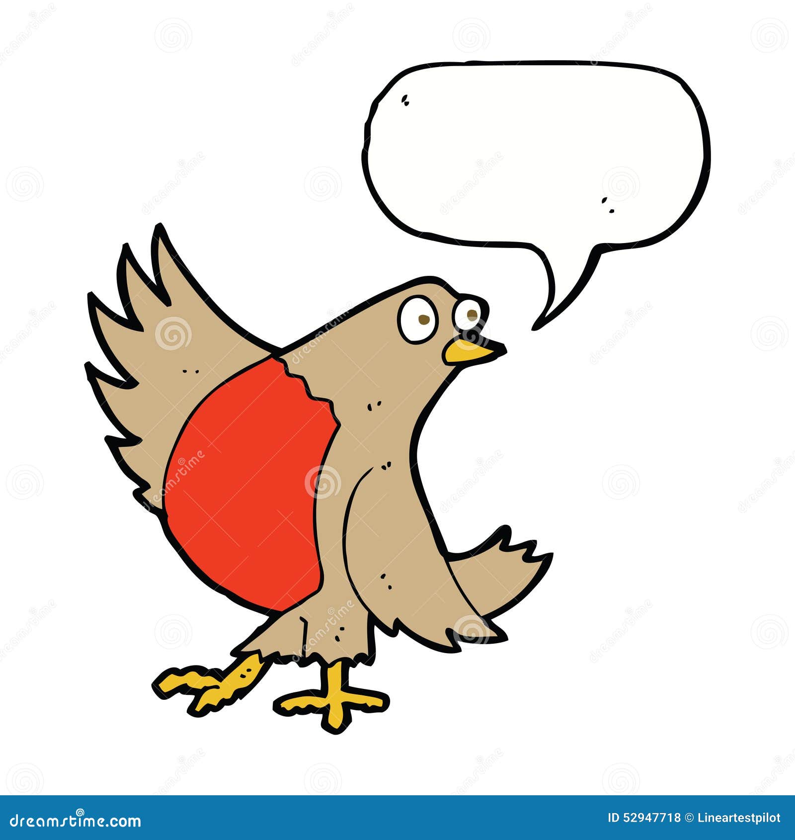Cartoon Dancing Robin with Speech Bubble Stock Illustration ...