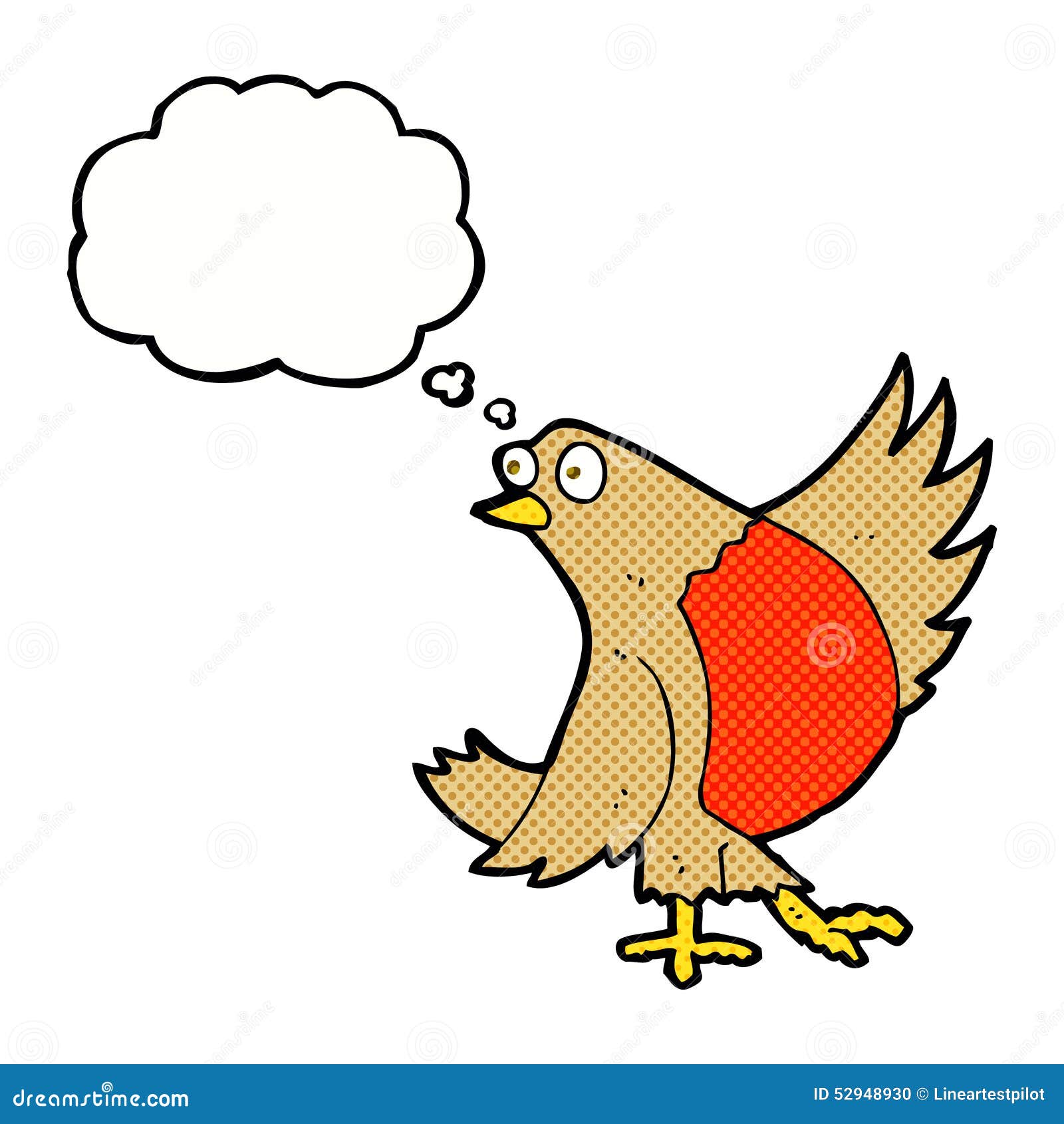 Cartoon Dancing Robin with Thought Bubble Stock Illustration ...