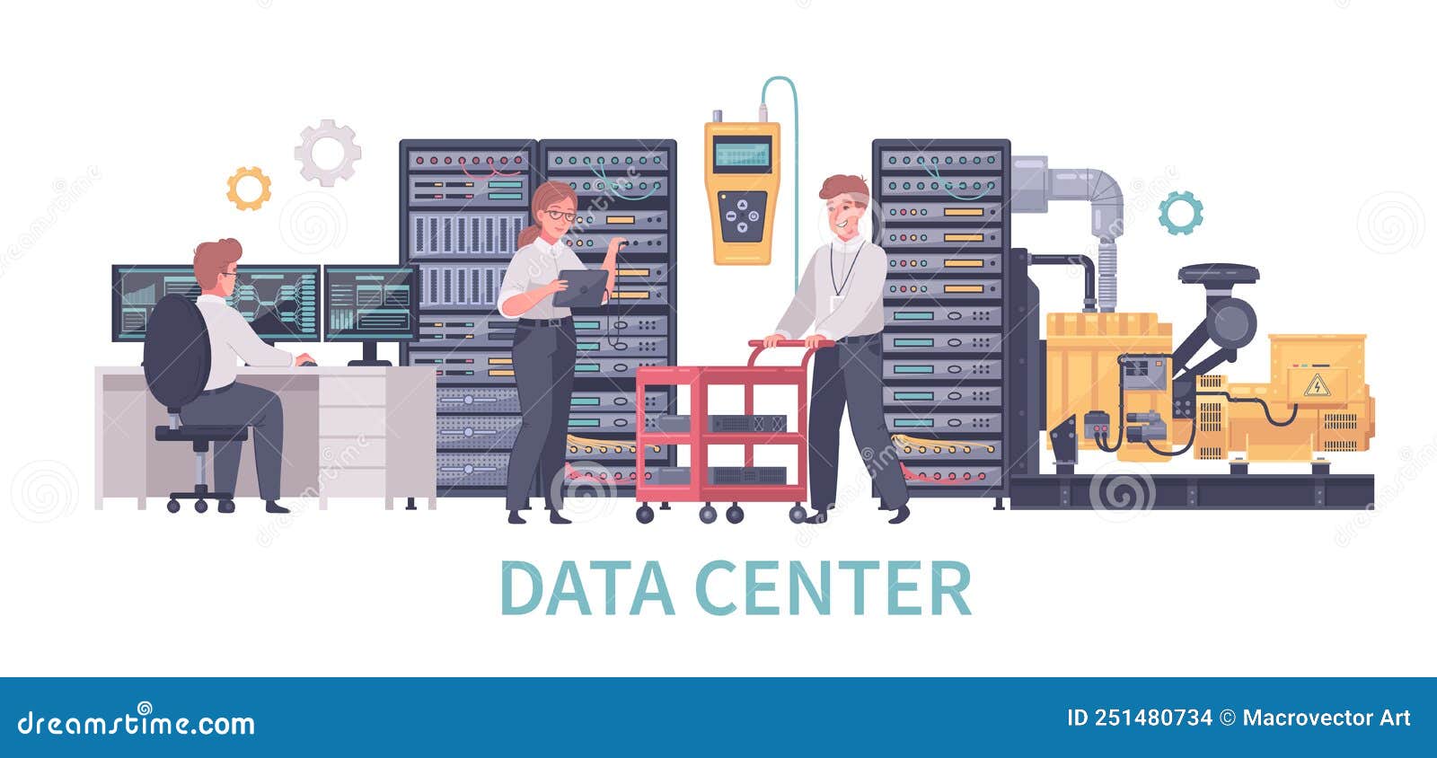 Cartoon Data Center Composition Stock Vector - Illustration of storage ...