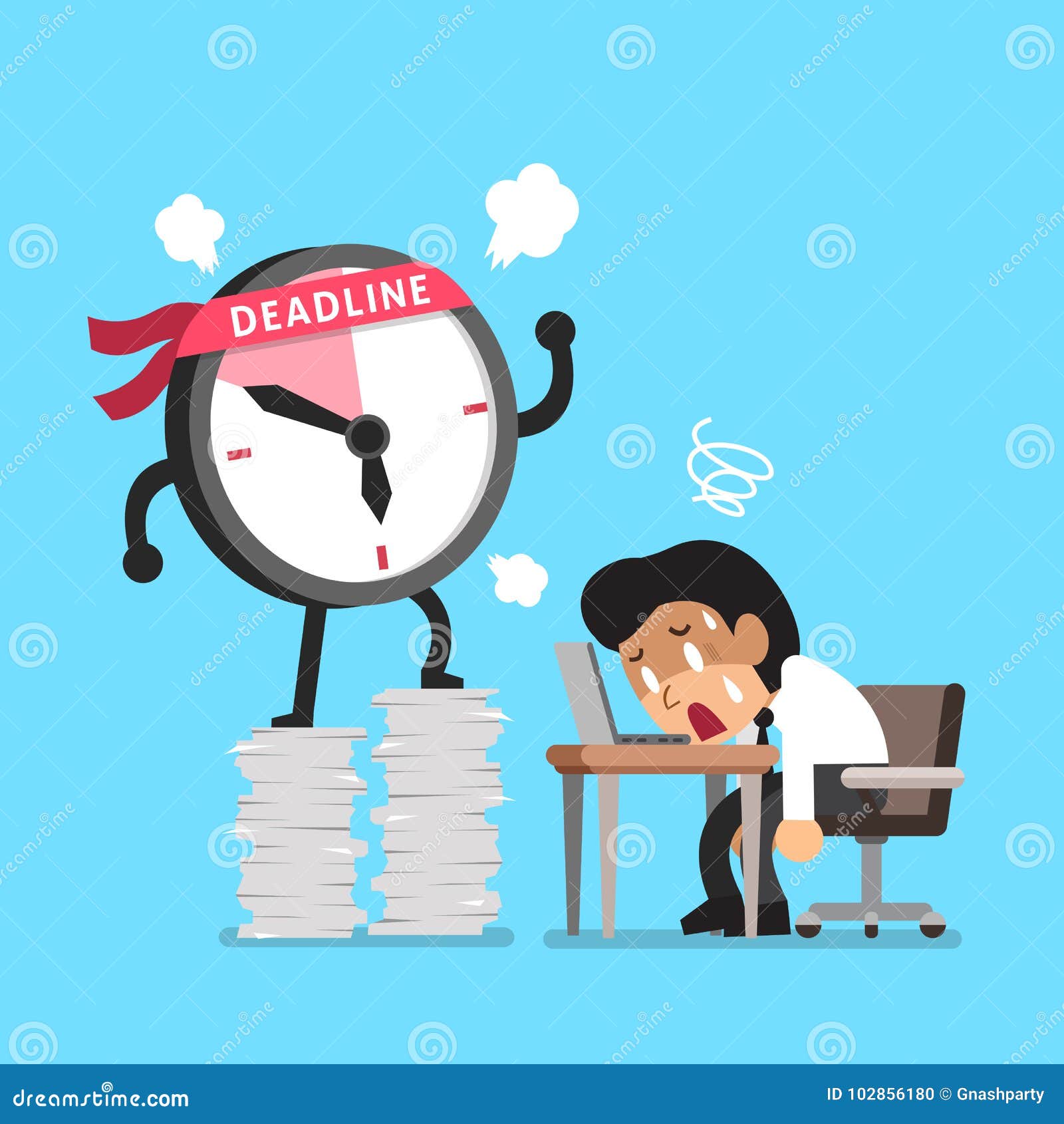 Cartoon Deadline Clock Character and Businessman Stock Vector ...