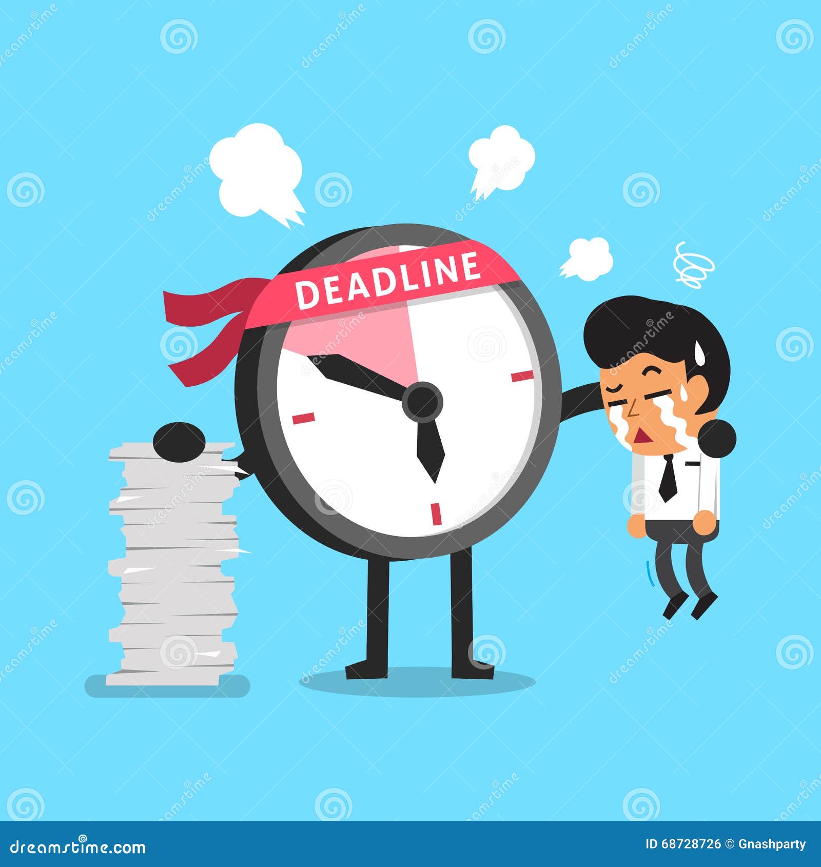 Cartoon Deadline Clock Character and a Businessman Stock Vector ...
