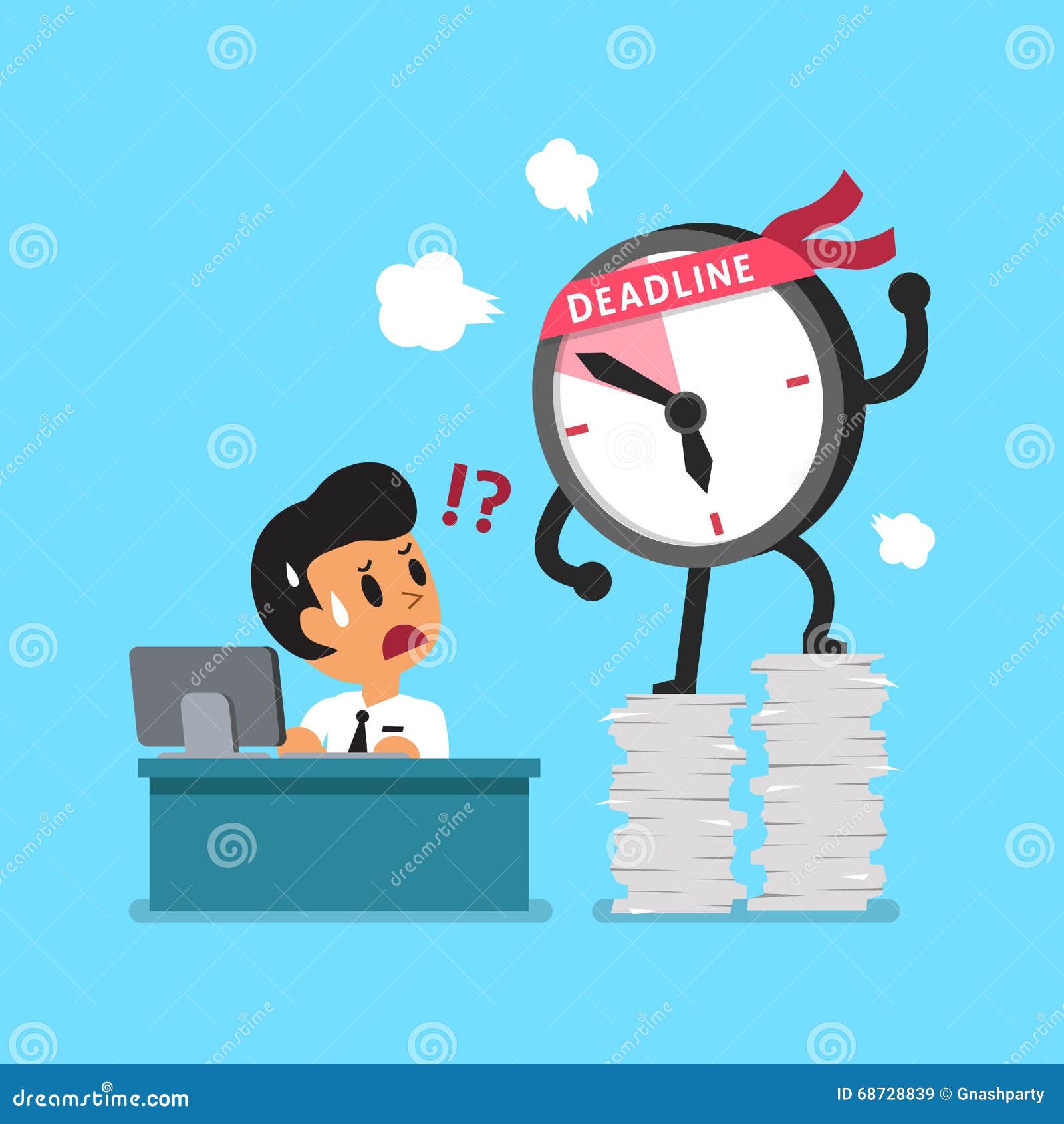Cartoon Deadline Clock Character and Businessman Stock Vector ...