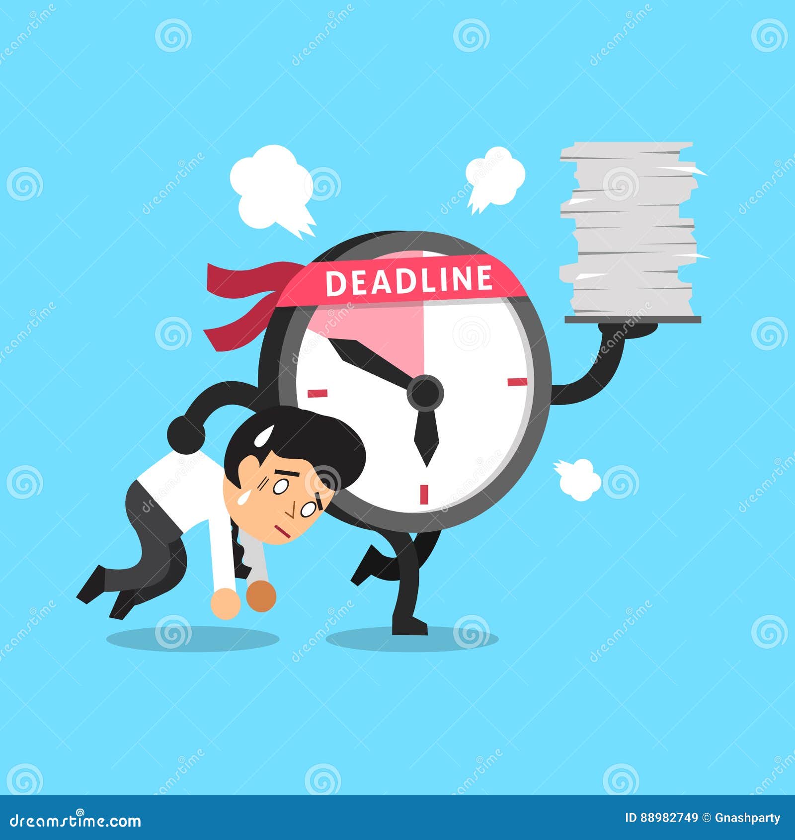 Cartoon Deadline Clock Character and a Businessman Stock Vector ...