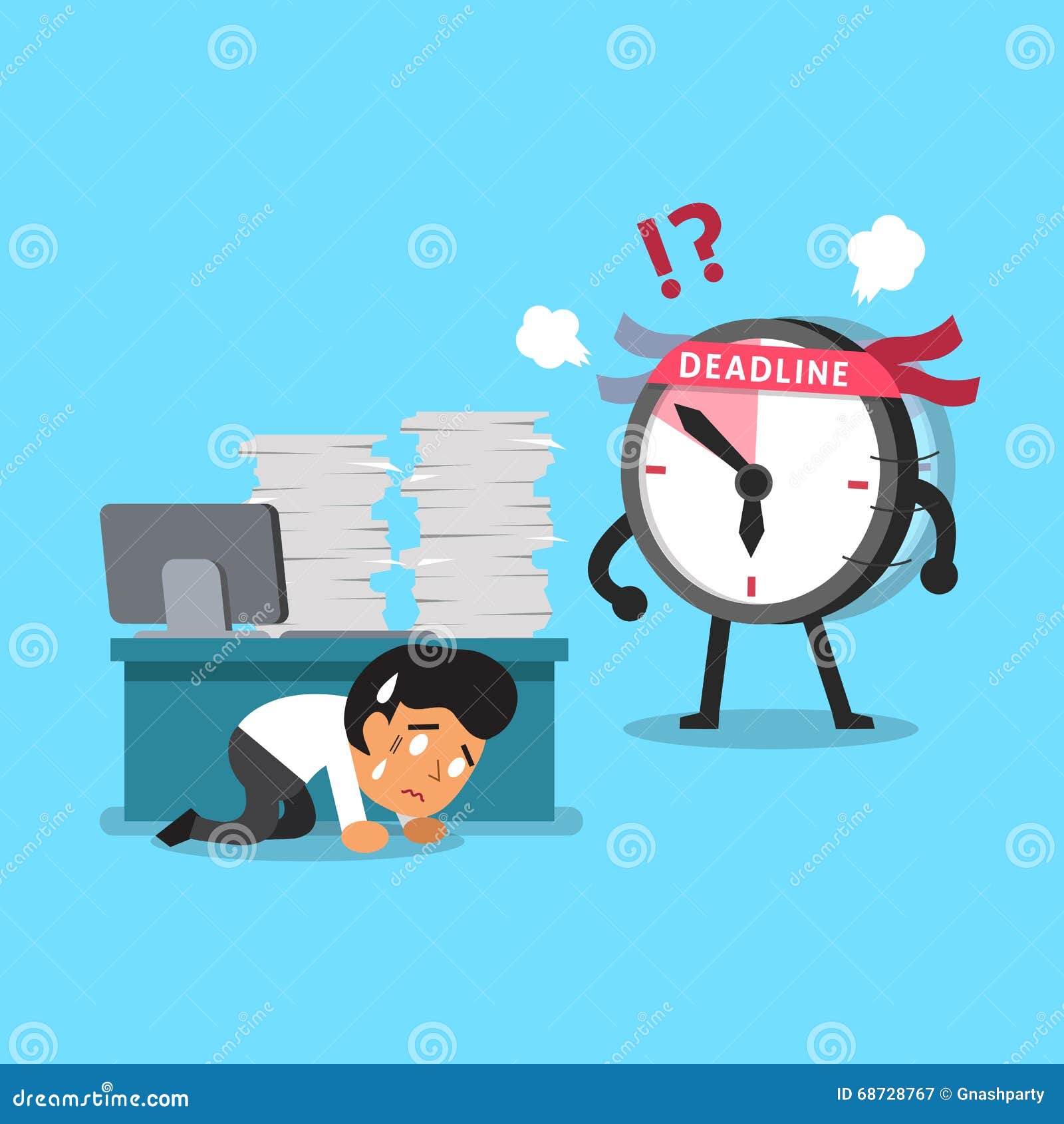 Cartoon Deadline Clock Character Finding Businessman Stock Vector ...