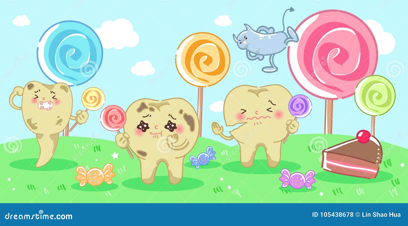 Cartoon Decay Tooth Problem Stock Vector - Illustration of candy ...